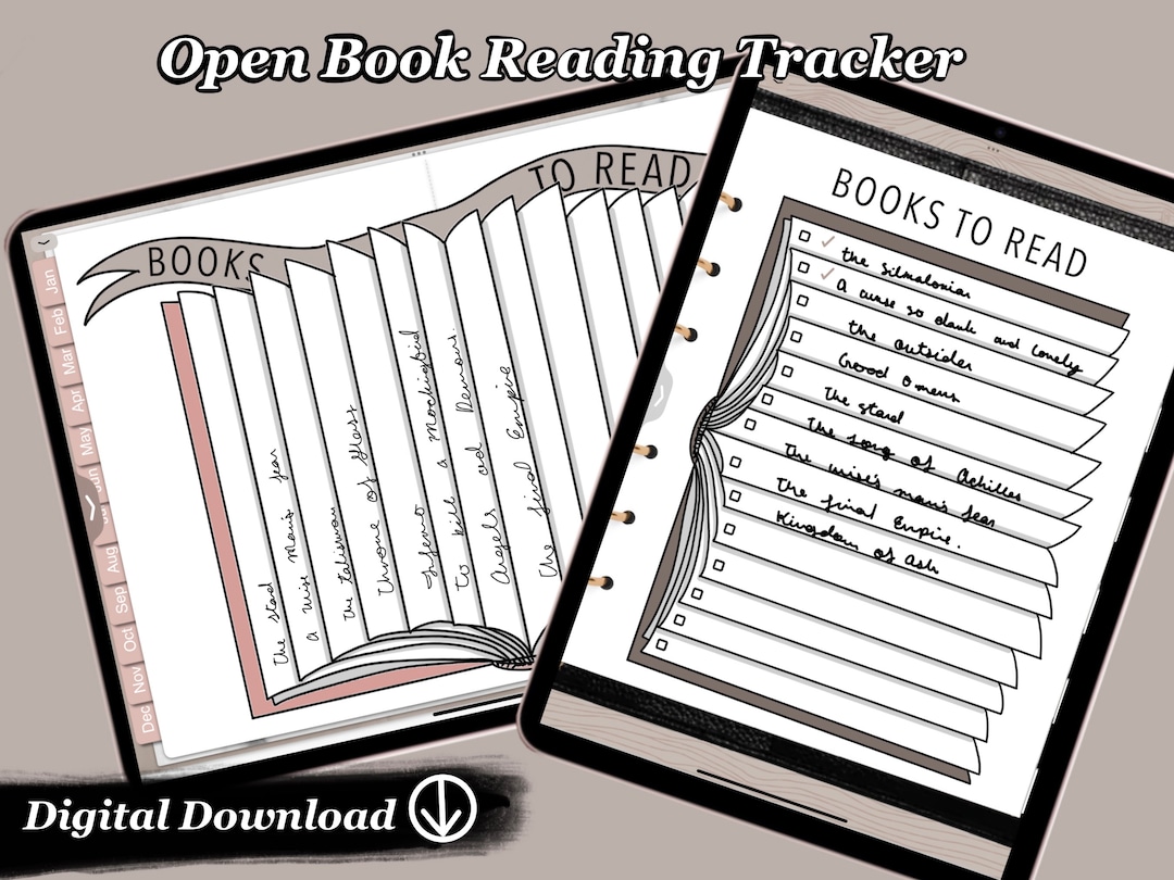 Open Book Bookshelf Reading Tracker, PNG Stickers TBR Tracker Book ...