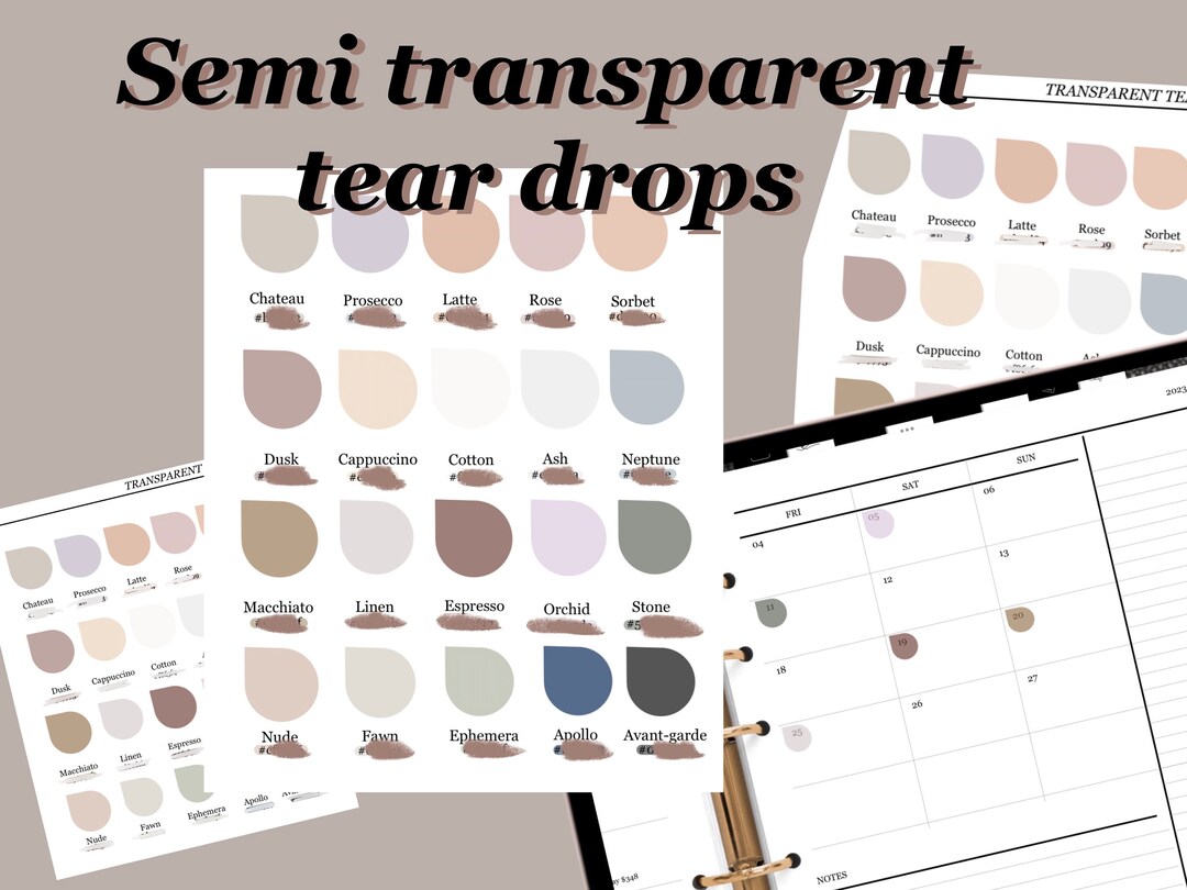 Semi Transparent Digital Tear Drop Stickers Perfect for - Etsy