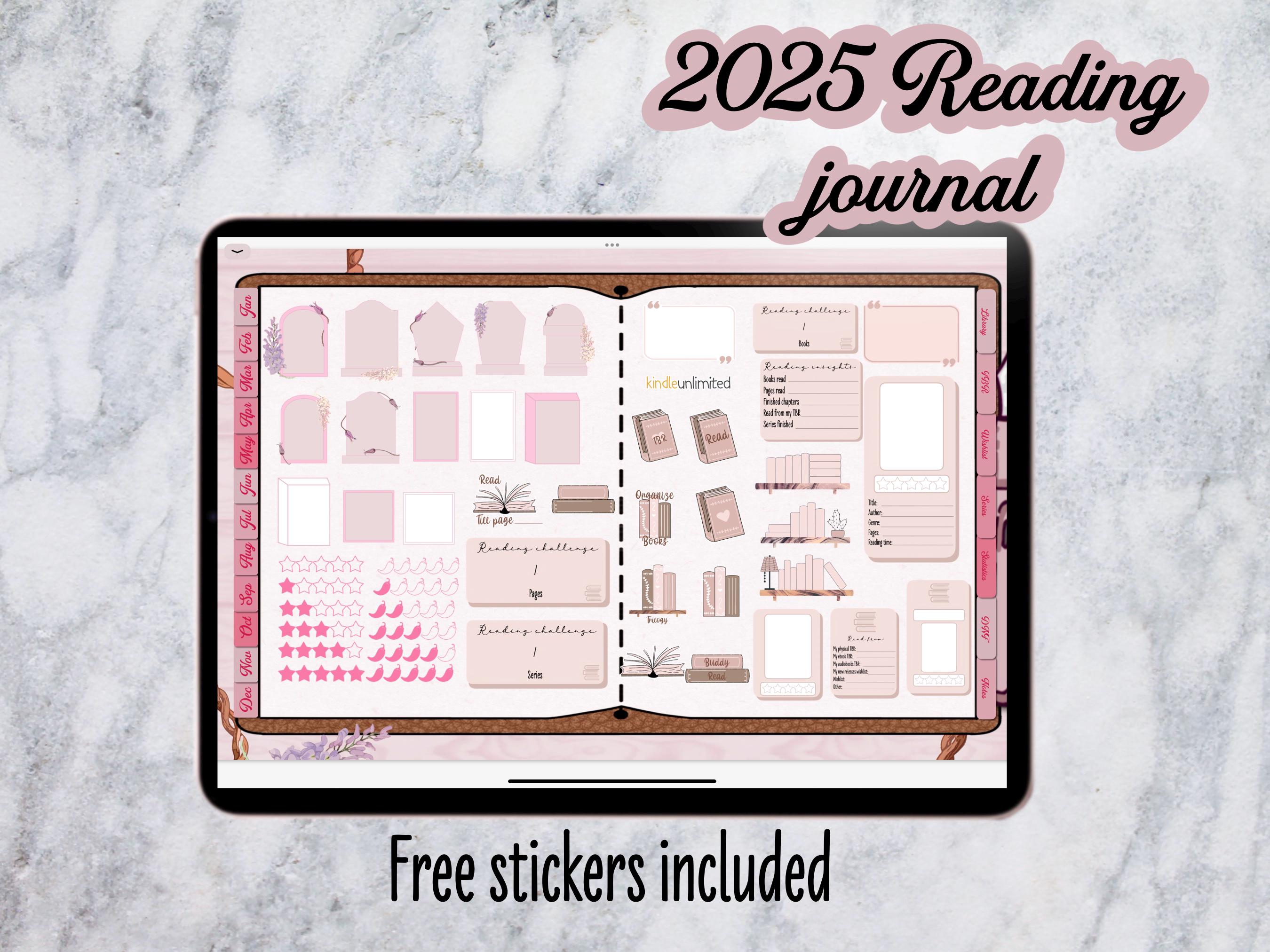2025 Digital Books Reading Journal | With Book Rating Stickers - Etsy