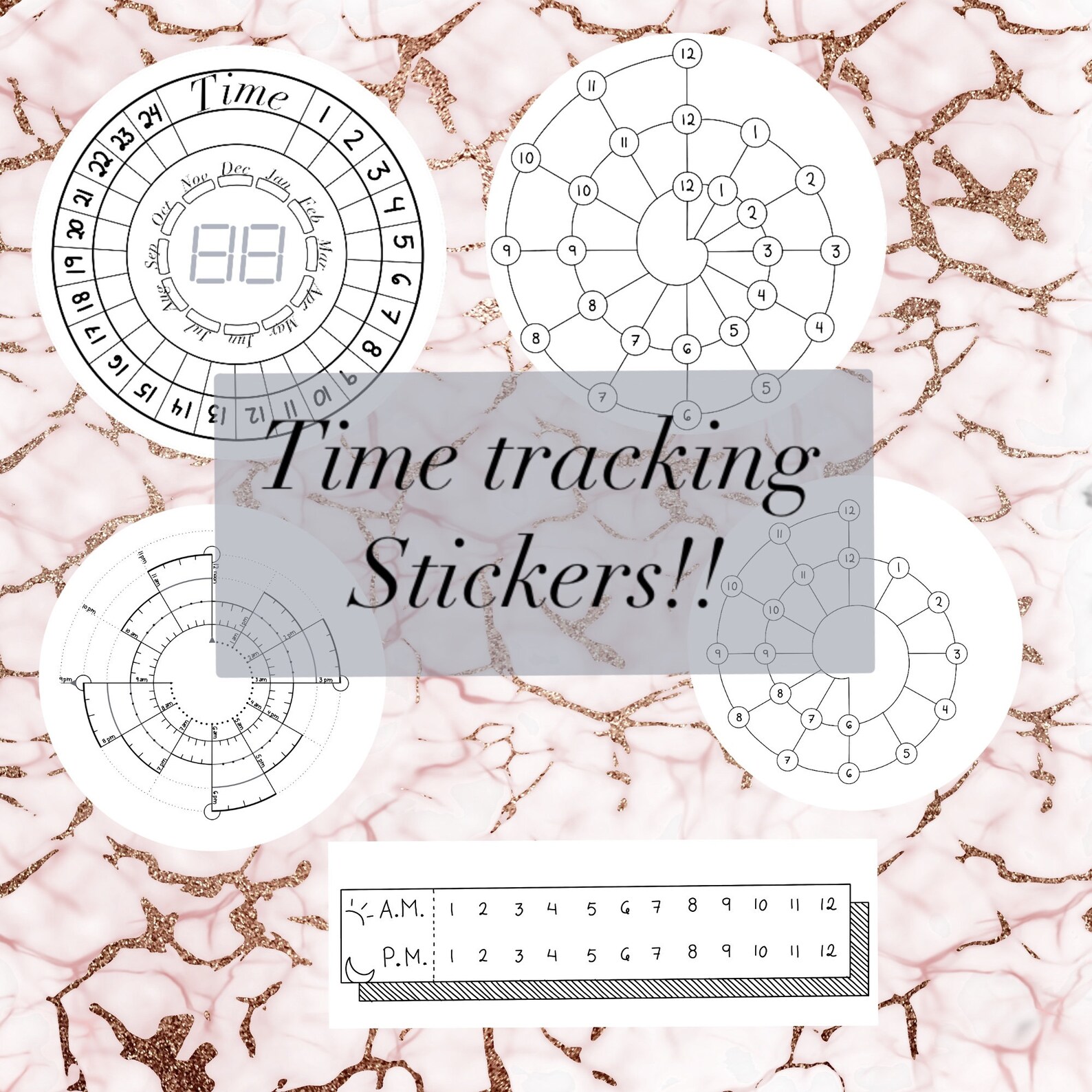 Time Tracking Stickers or Stamps Perfect for Digital Planners | Etsy