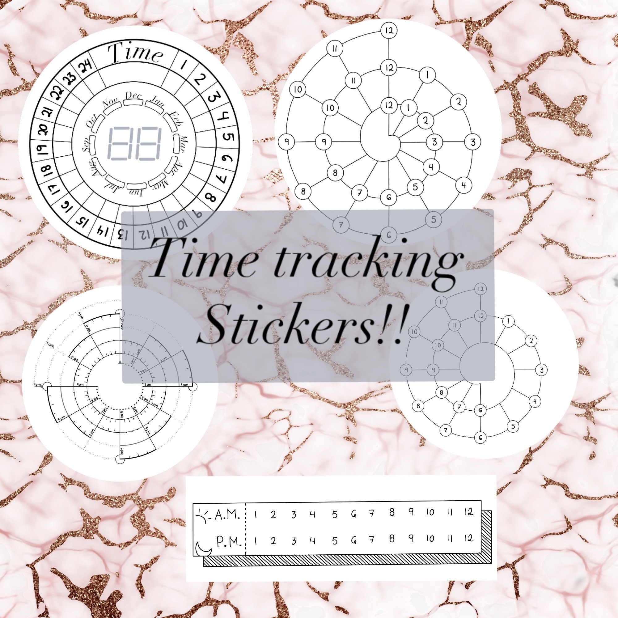 Time Tracking Stickers or Stamps Perfect for Digital Planners - Etsy ...