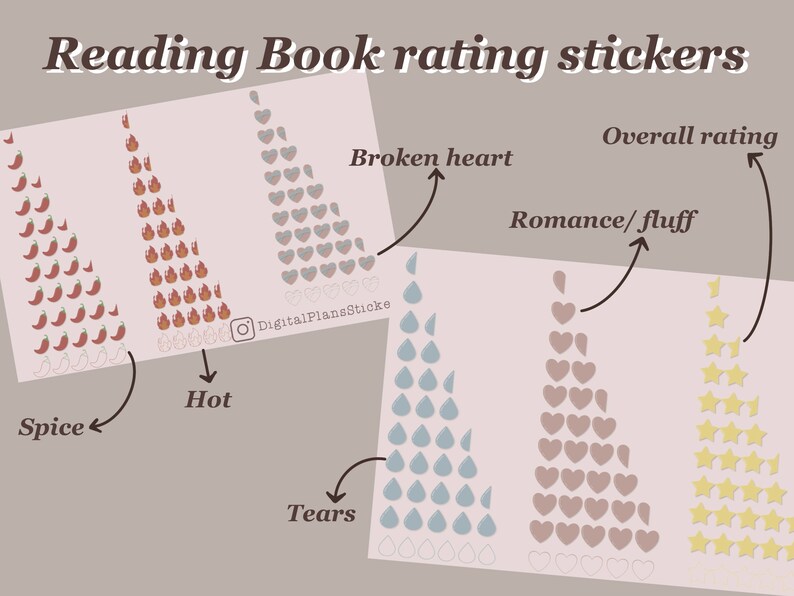 Digital Books Reading Rating Tracker Stickers for Goodnotes - Etsy