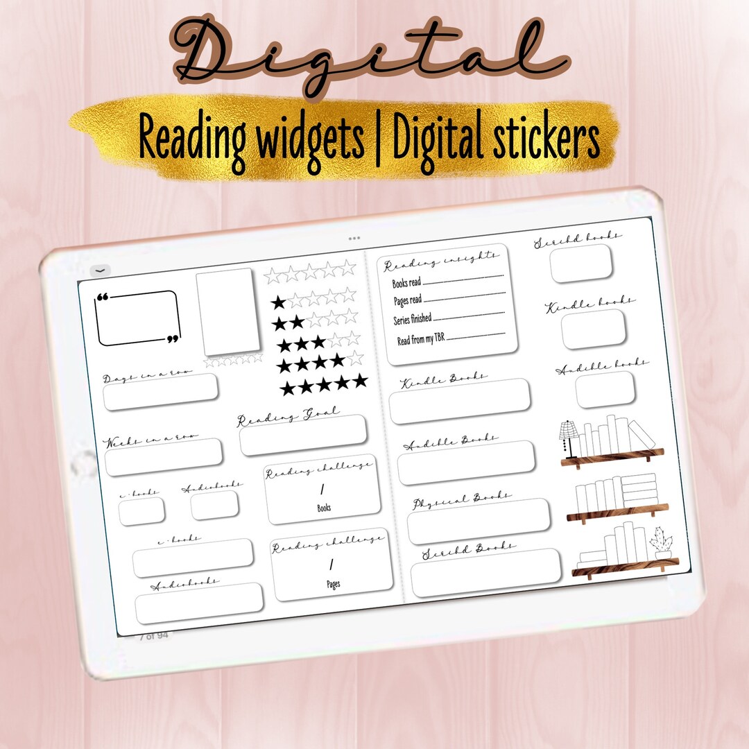 Digital Reading Planner Stickers: Book Tracker Widgets (PNG Files) - Etsy