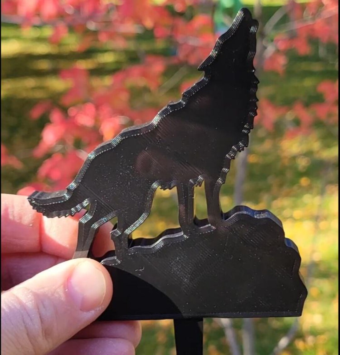 Howling Wolf Plant Stake 2d Silhouette Home Office Decor Statue ...