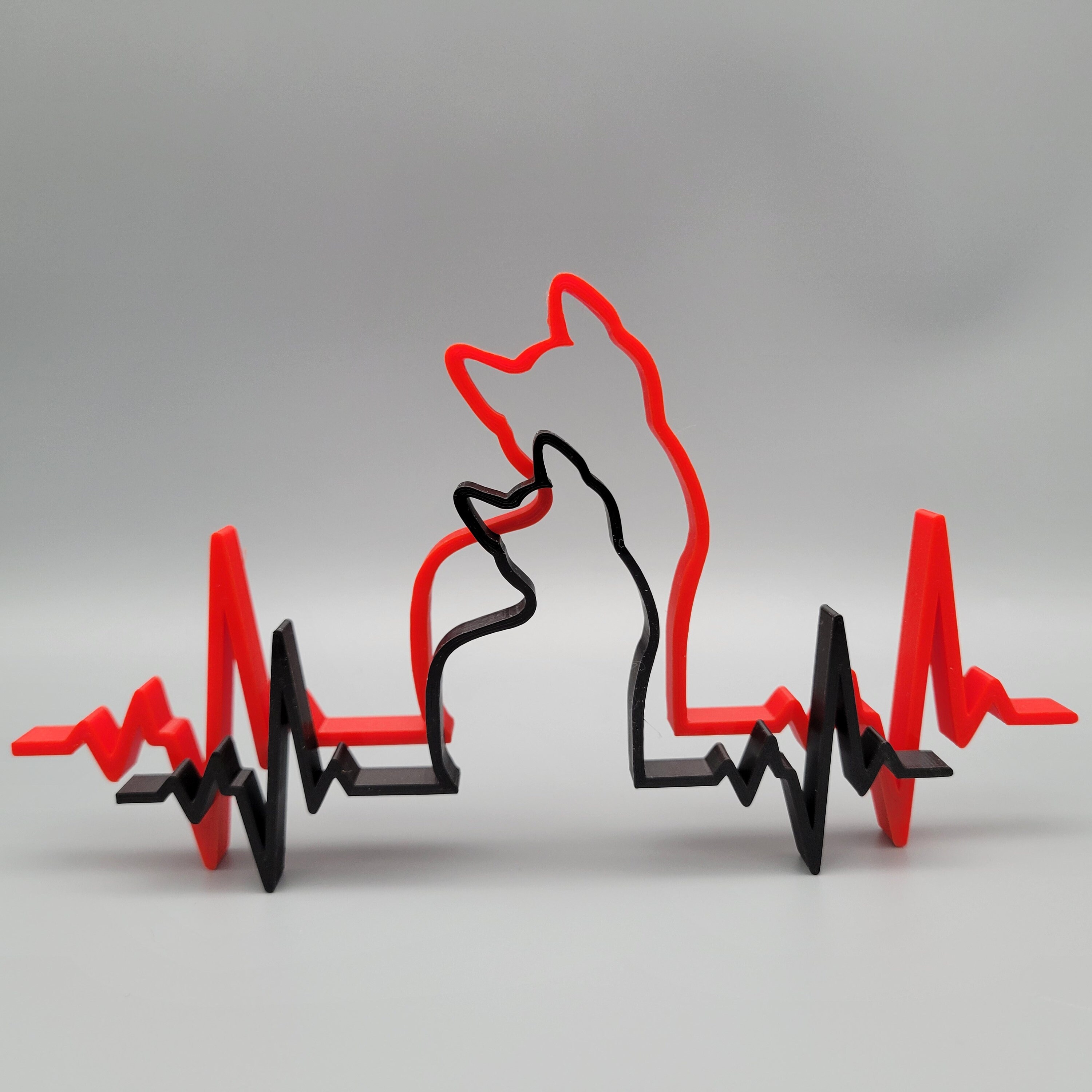 EKG Heart Beat Kitty 2d Statue Decor Desk Art | Table, Shelf, Picture ...