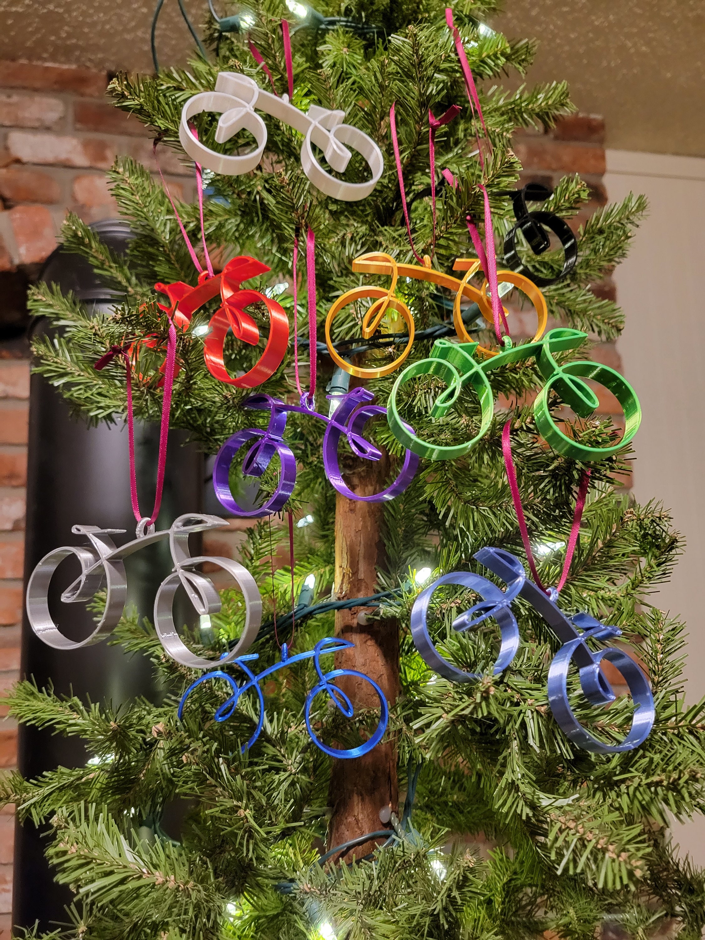 Bicycle Christmas Tree Ornament Minimalist Design | Tree Branch Bike Decoration | Simple Line ...
