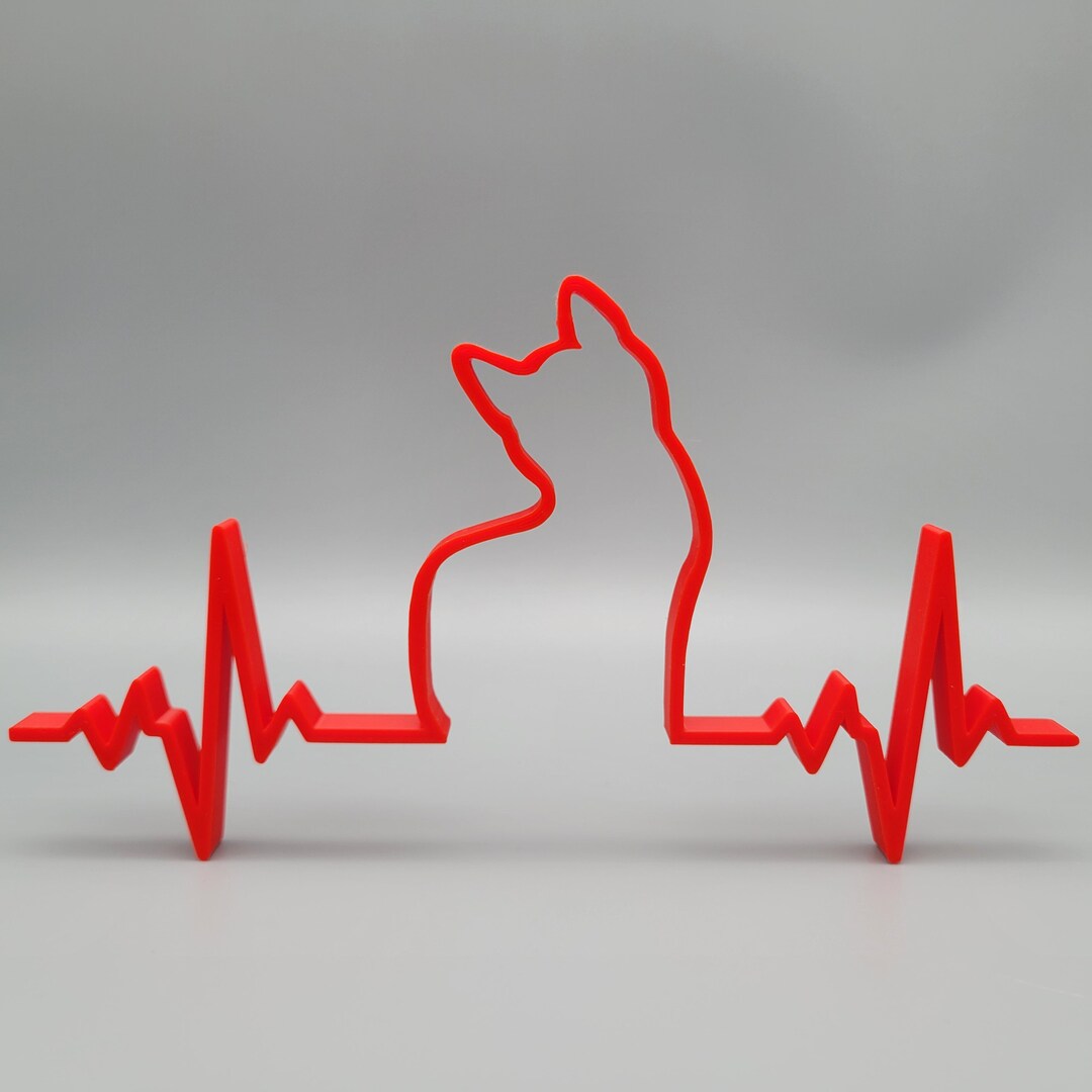EKG Heart Beat Kitty 2d Statue Decor Desk Art | Table, Shelf, Picture ...