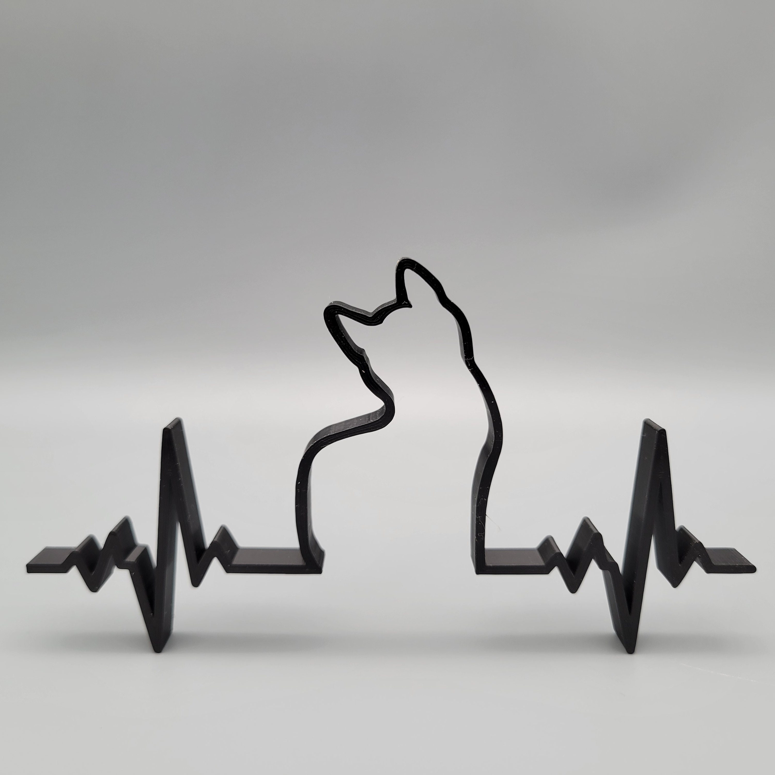 EKG Heart Beat Kitty 2d Statue Decor Desk Art Table, Shelf, Picture ...