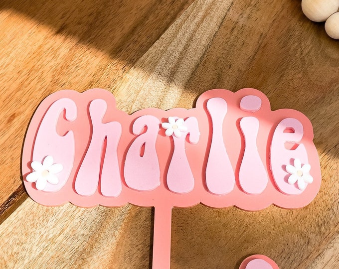 Double Layer Cake Topper Laser Cut Cake Topper Groovy Cake - Etsy