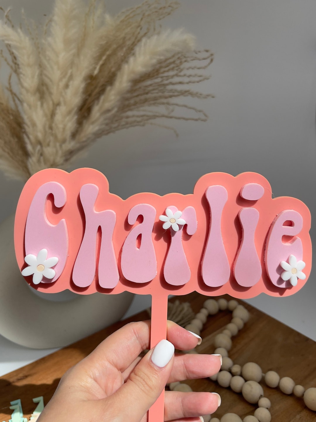 Double Layer Cake Topper, Laser Cut Cake Topper, Groovy Cake Topper ...