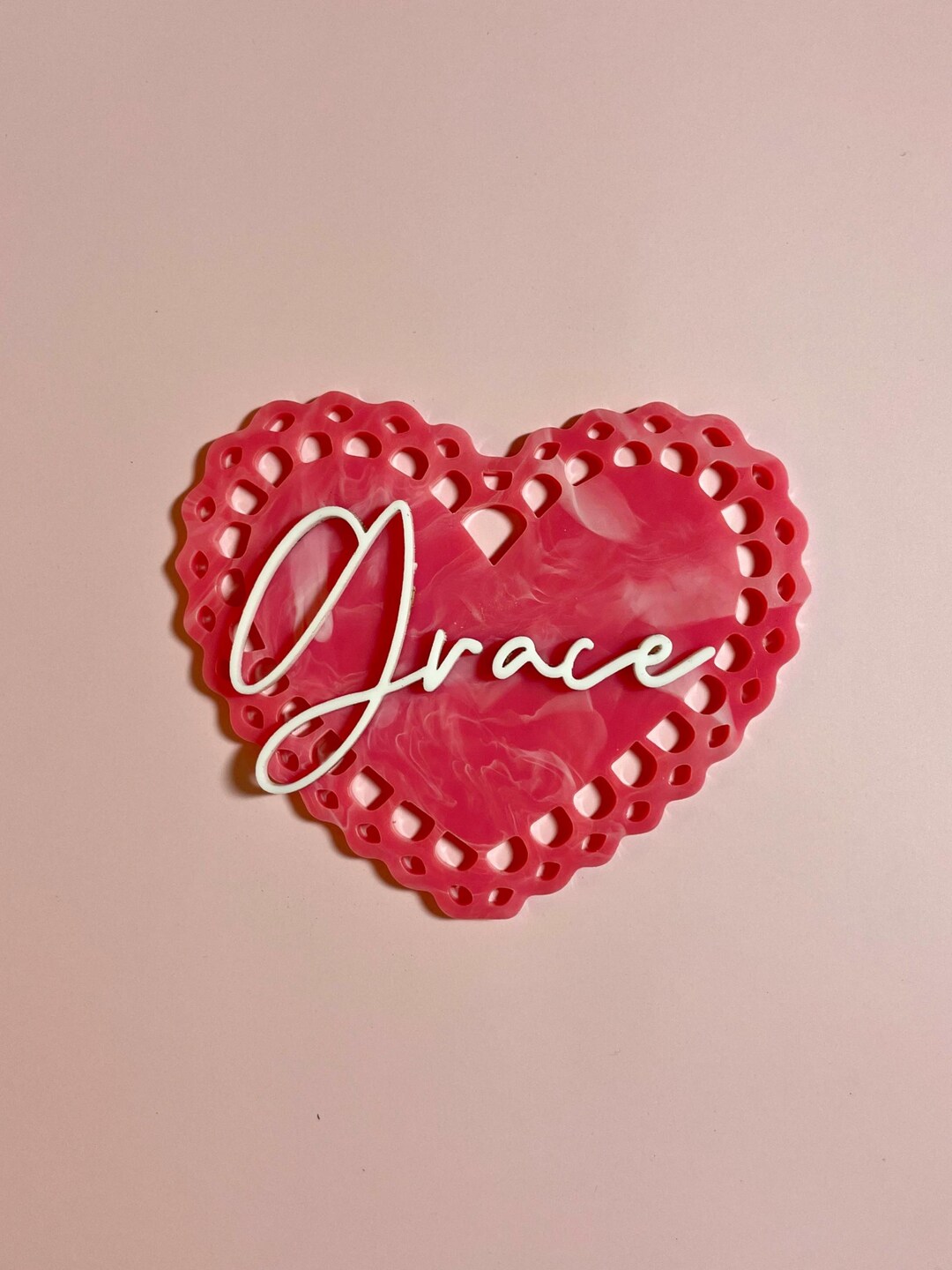 Heart Name Tag, Valentines Heart Name Tag, Scalloped Heart Name Tag ...