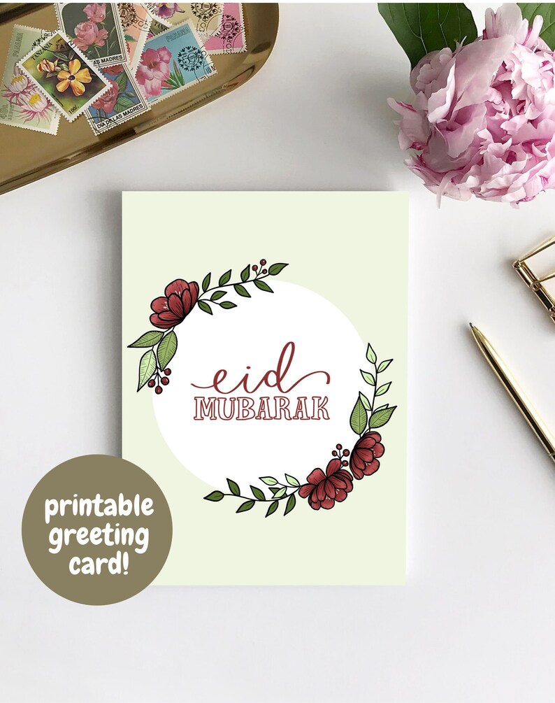 Eid Mubarak Card Printable Instant Download Happy Eid Card - Etsy