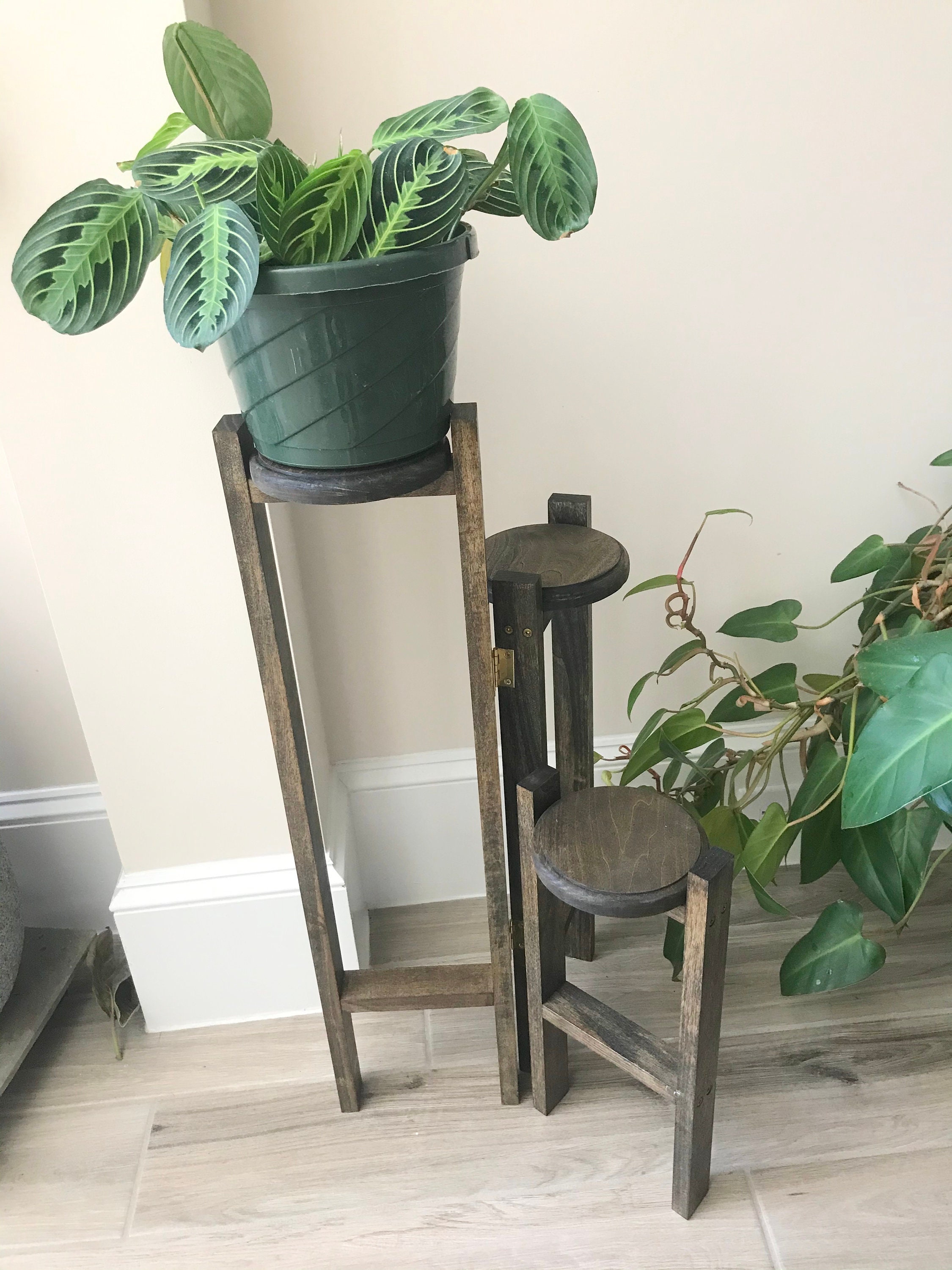 The Trio 3 Tier Plant Stand Stained Dark Walnut Color - Etsy