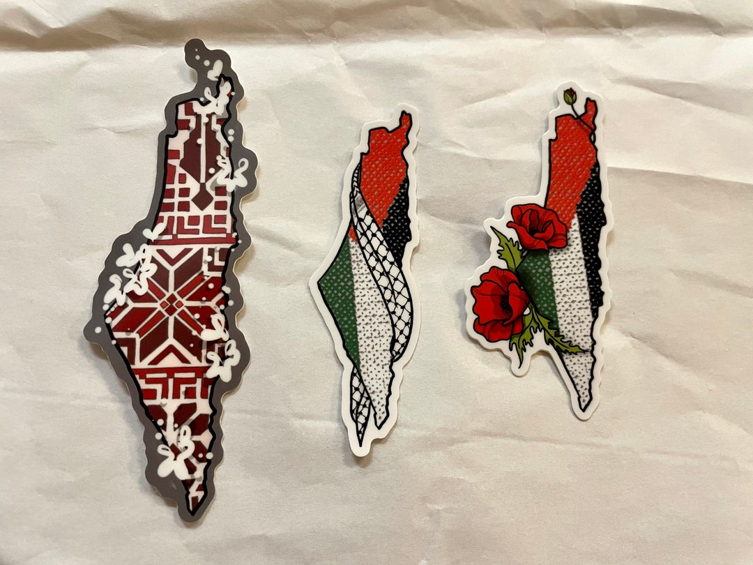 Three Palestine Map Sticker - Etsy