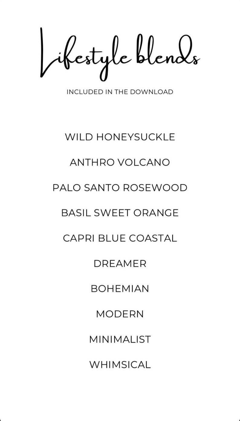 Diffuser Blend Labels, Essential Oils, Printable Download - Etsy