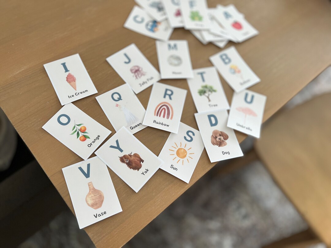 Alphabet Watercolor Cards, Instant Download, Flash Cards - Etsy