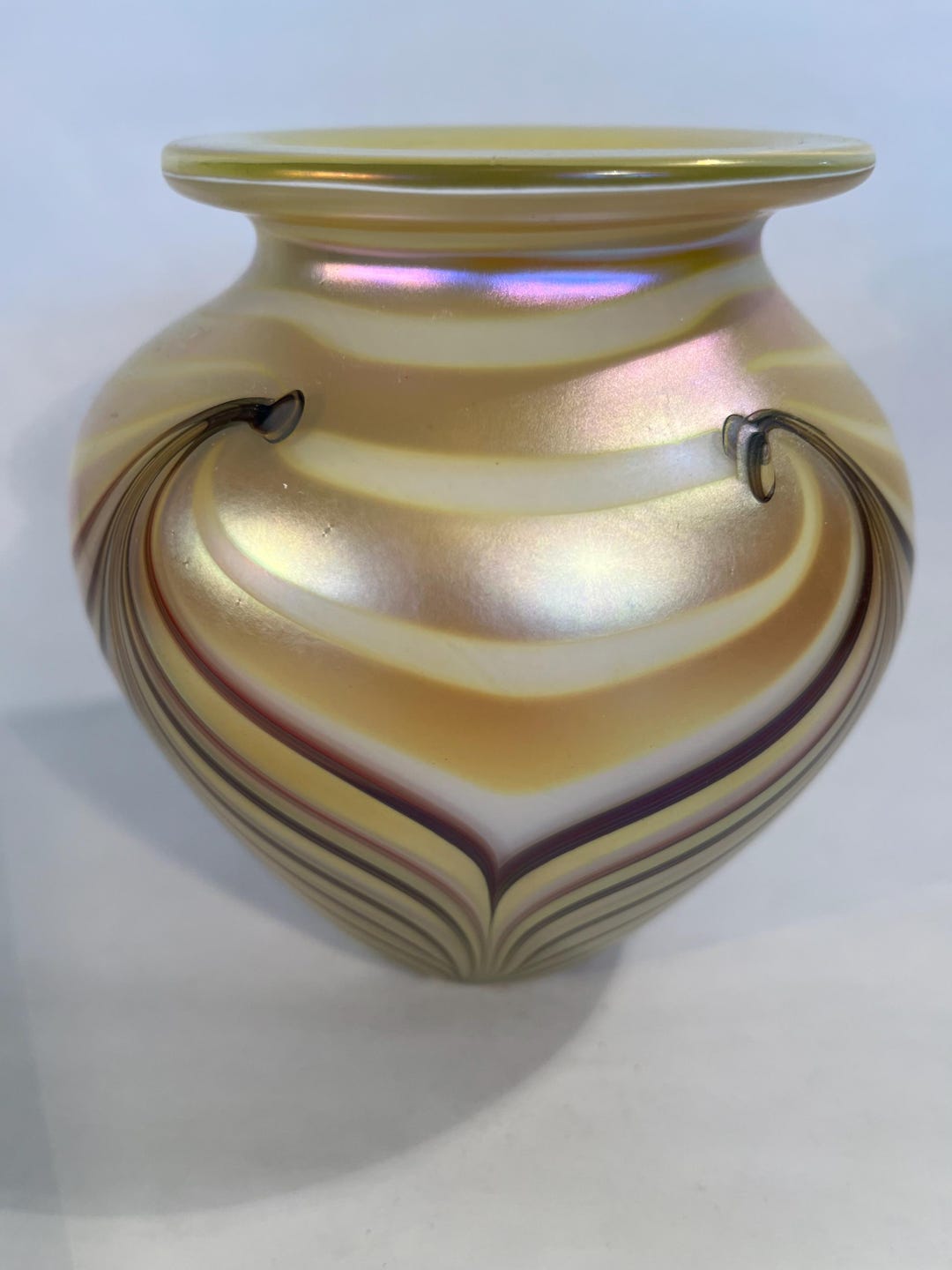 Gold Feathered Vase Hand Blown Art Glass by Robert Eickholt - Etsy