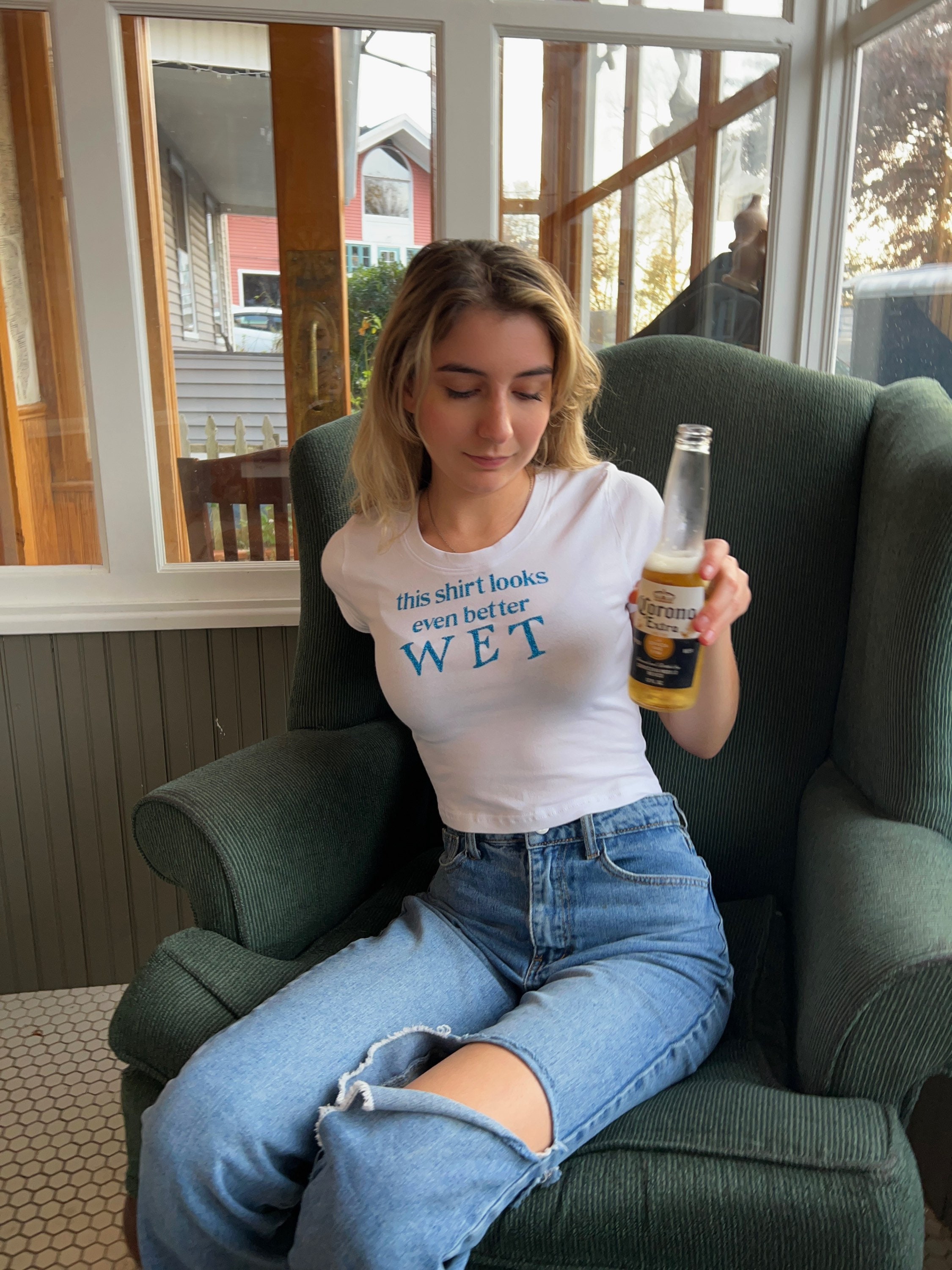 Y2K This Shirt Looks Even Better Wet Baby Tee Crop Top - Etsy