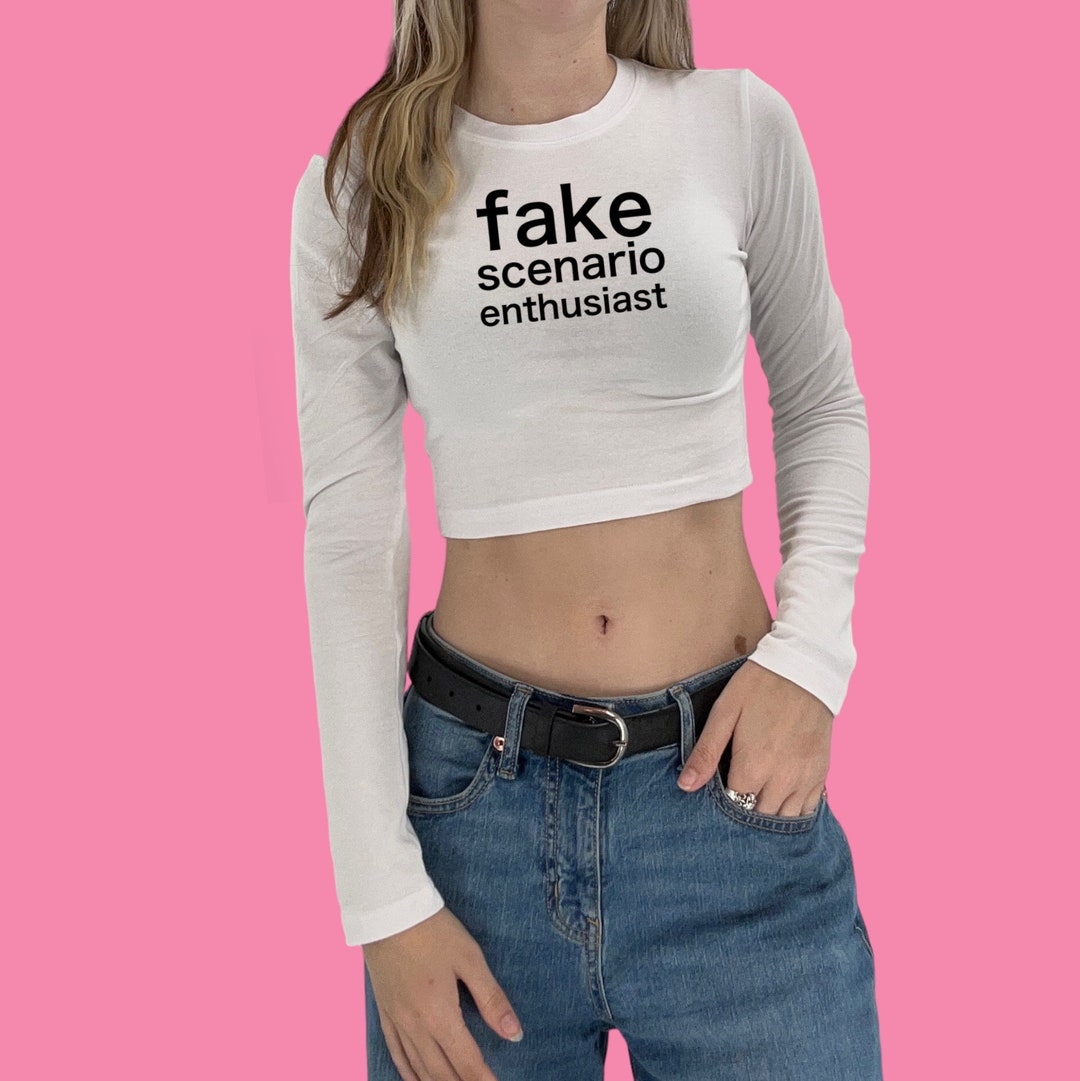 Fake Scenario Enthusiast Y2K Crop Top Baby Tee Long Sleeve - Etsy