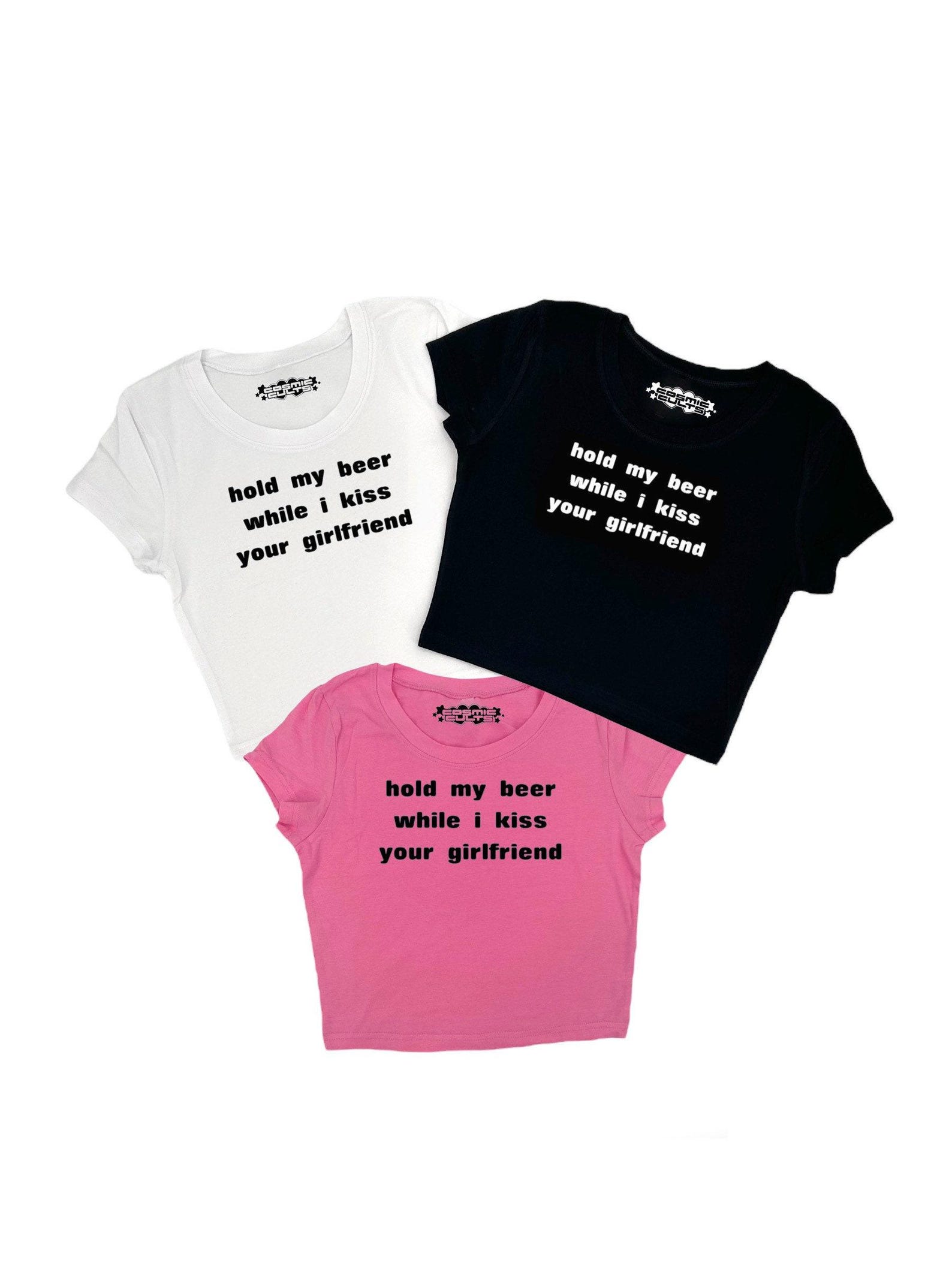 Y2K Hold My Beer While I Kiss Your Girlfriend Baby Tee Crop Top - Etsy