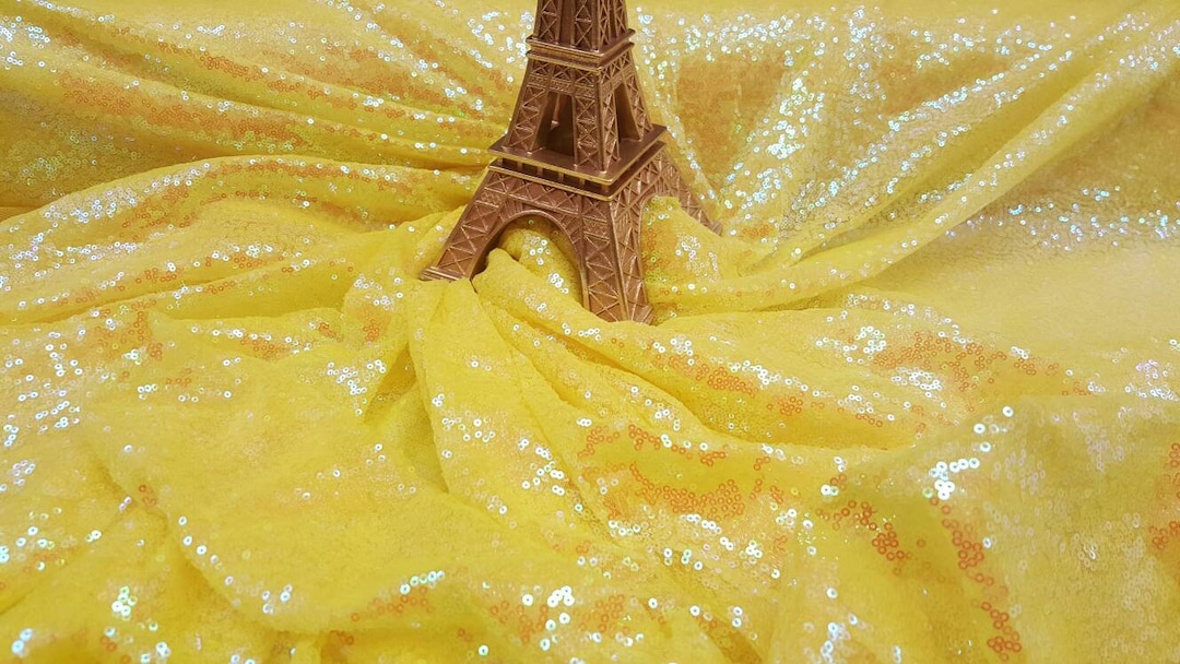 Fabric by the Yard Neon Yellow Iridescent Sequin Fashion Mini Sequin ...