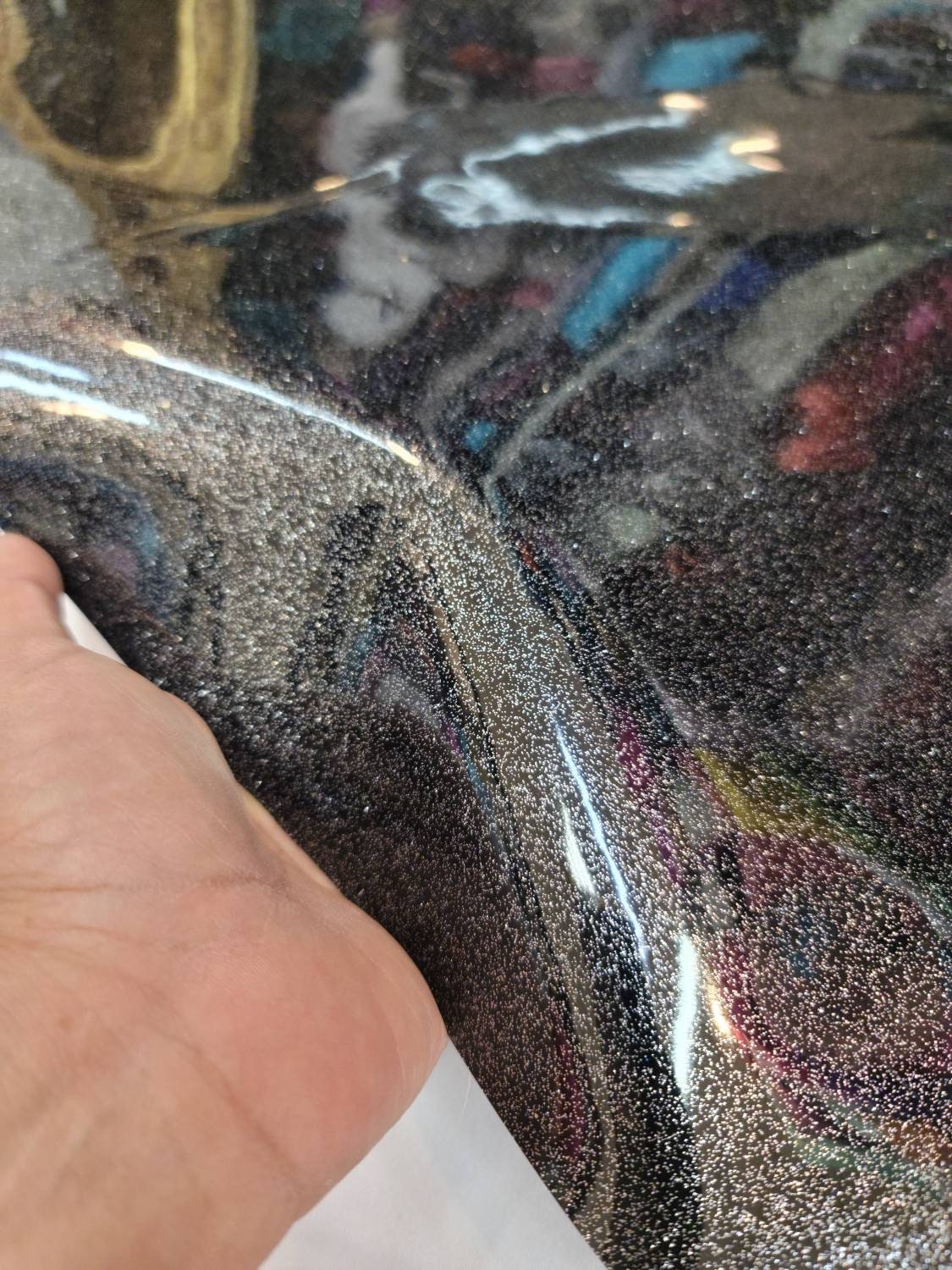 Negro vinilo brillante plata Shimmer Glitter tela se vende - Etsy España