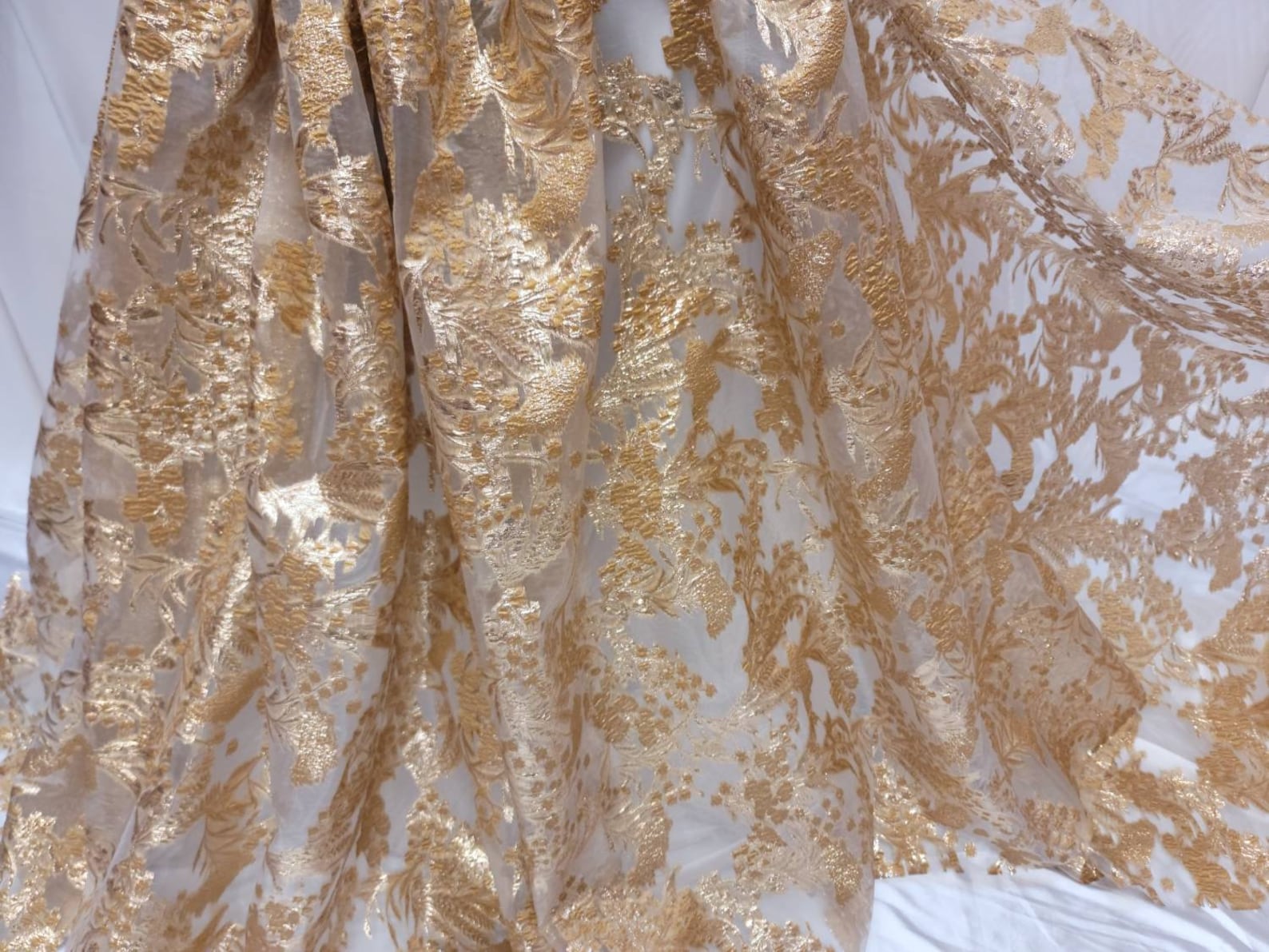 Fabric Sold By The Yard Metallic Gold Brocade Floral Flowers | Etsy