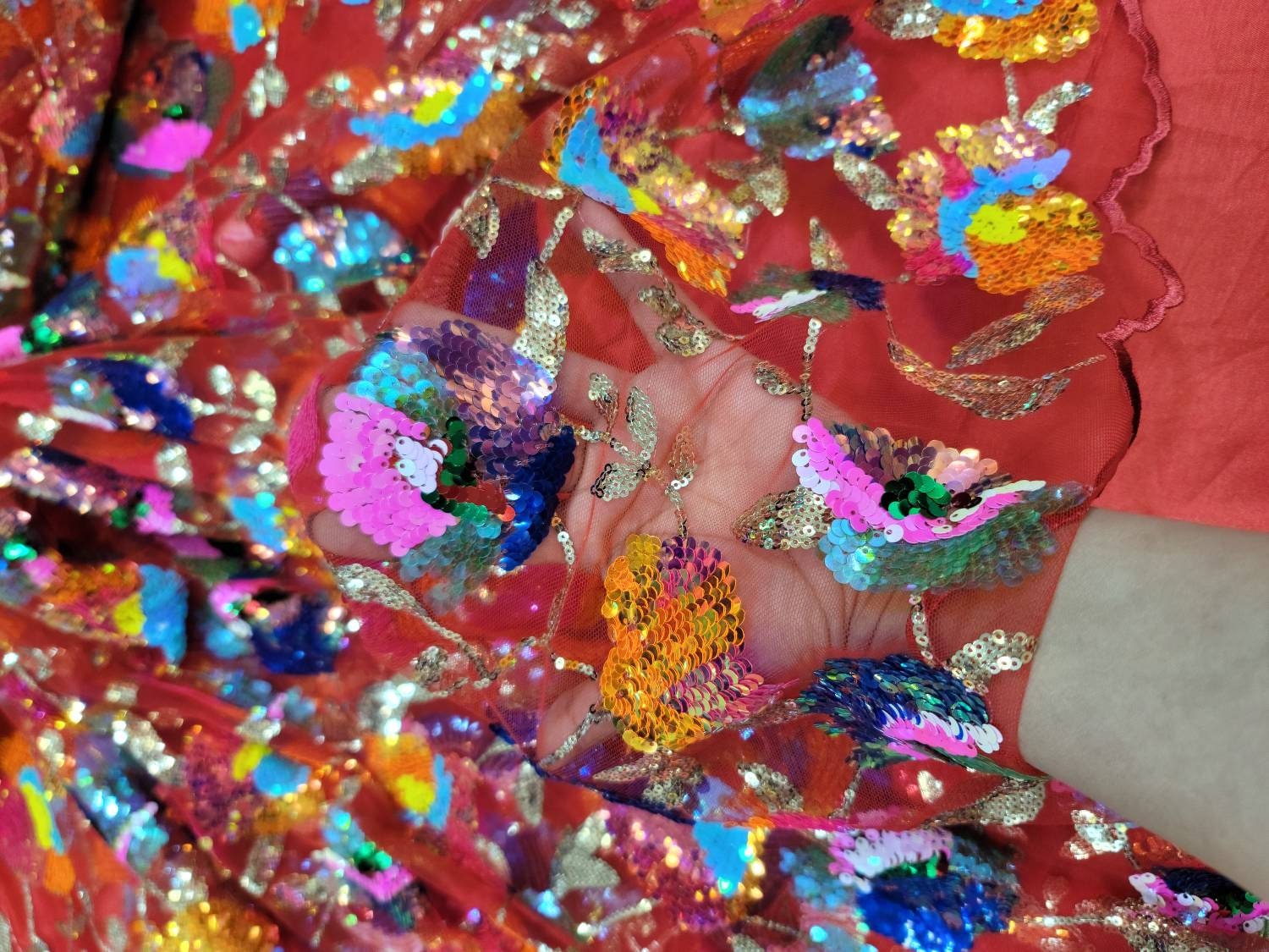 Fabric Sold by the Yard Multicolor Sequin Lace Neón Sequin - Etsy