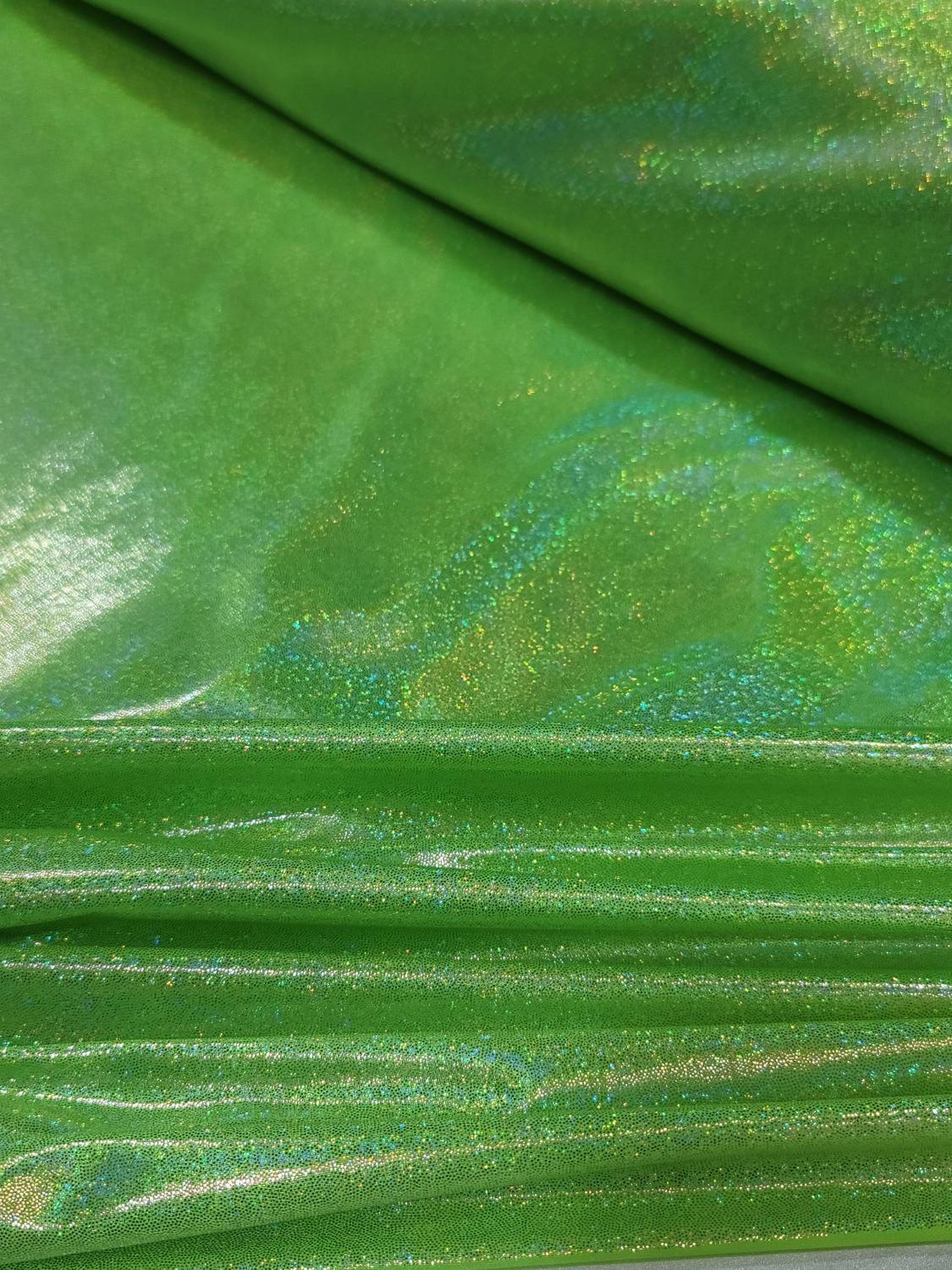 Fabric Sold by the Yard Neón Green Sparkly Iridescent Hologram - Etsy