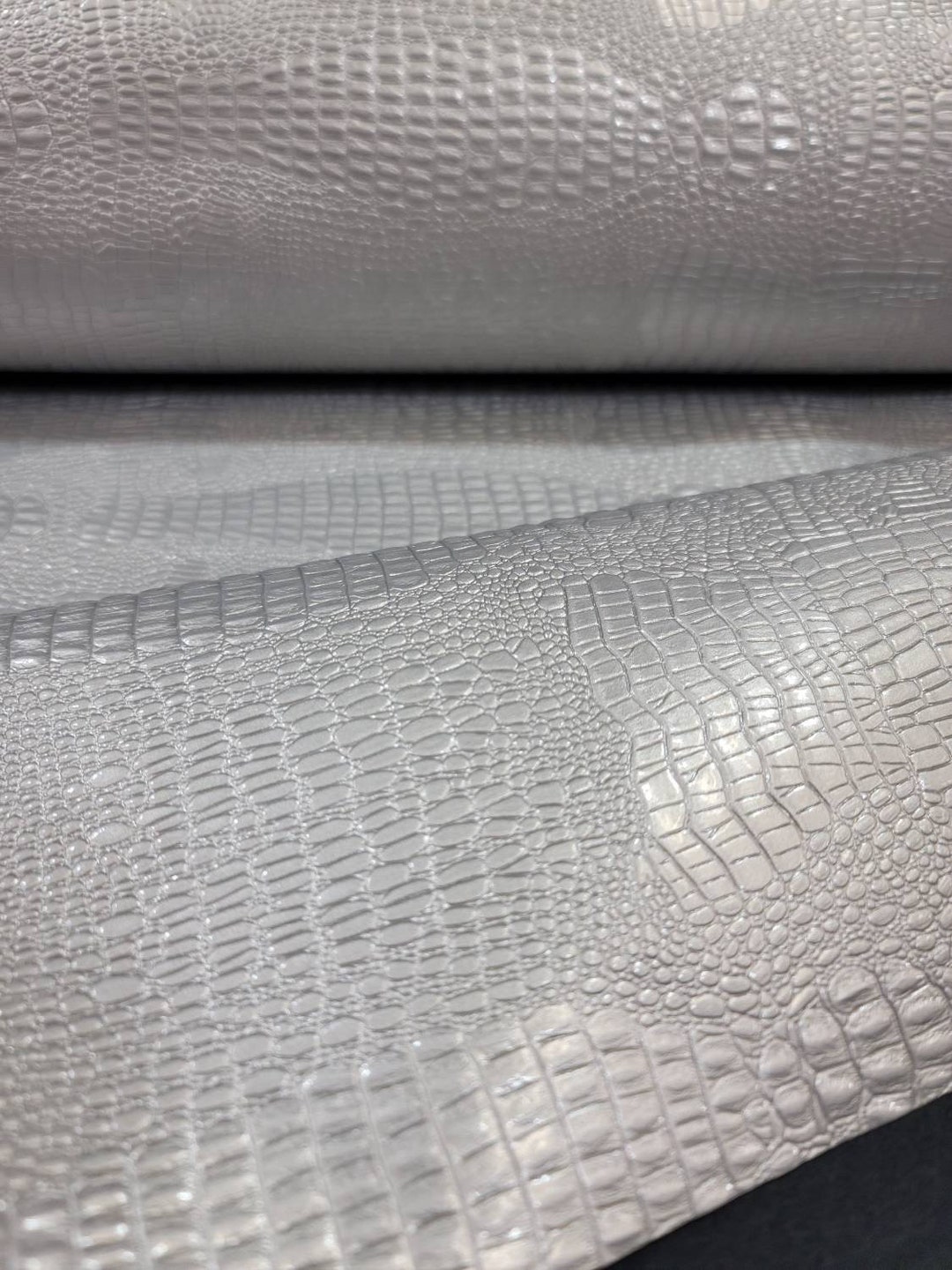 Crocodile Vinyl Fabric by the Yard Silver Matte Fashion Fabric for ...