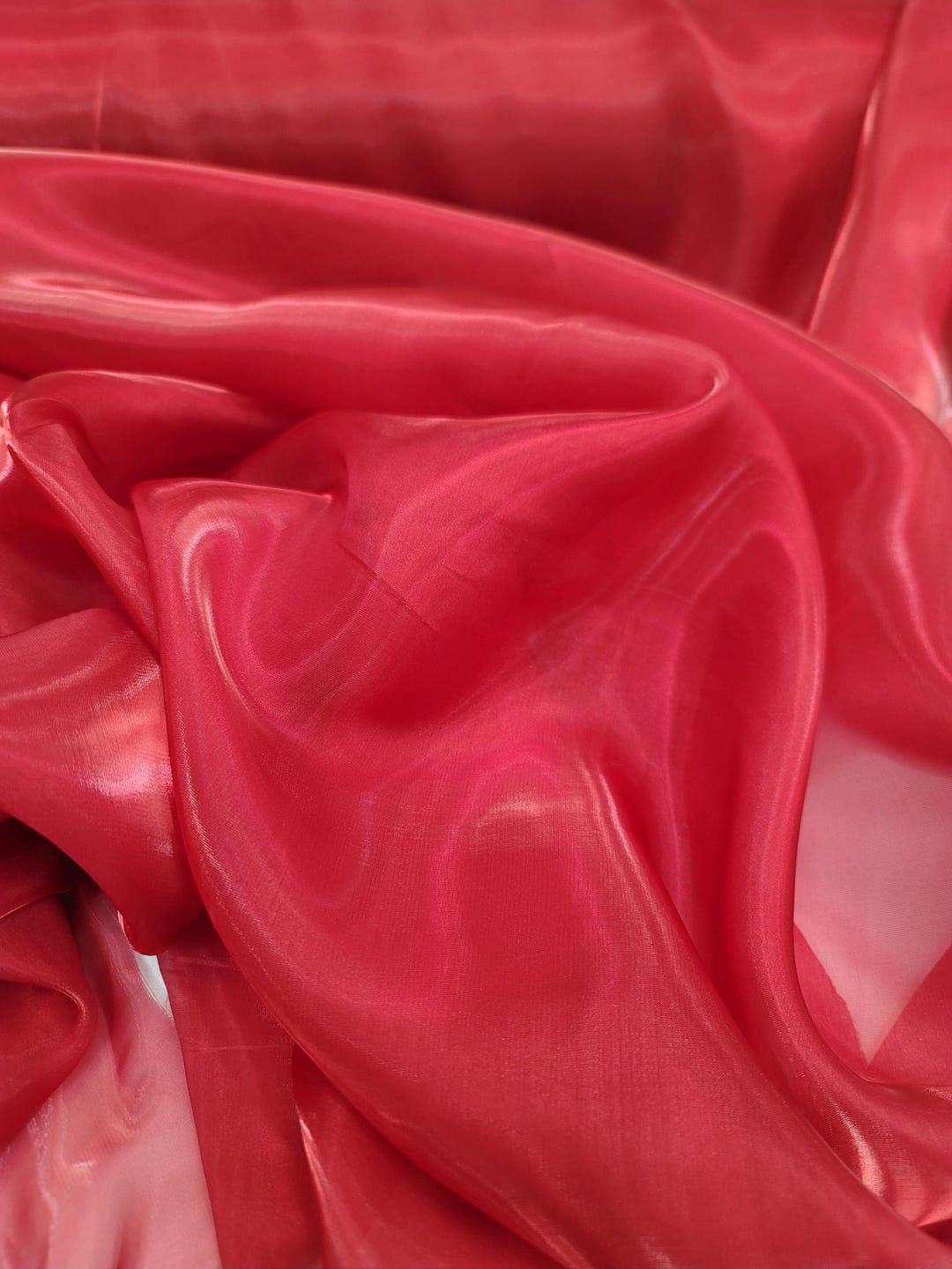 Red Silk Organza Fabric: Two Tone Iridescent Sheer Organdy, 58