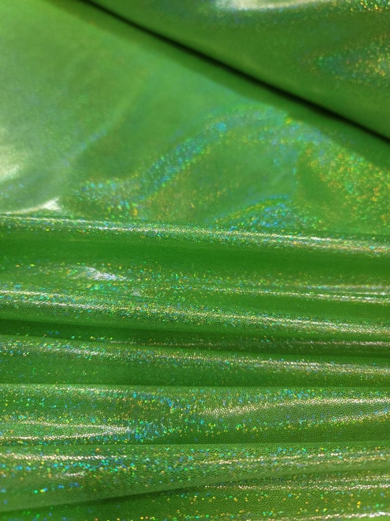 Fabric Sold by the Yard Neón Green Sparkly Iridescent Hologram - Etsy