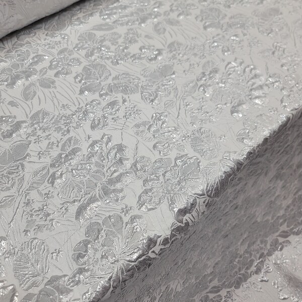 White Brocade - Etsy