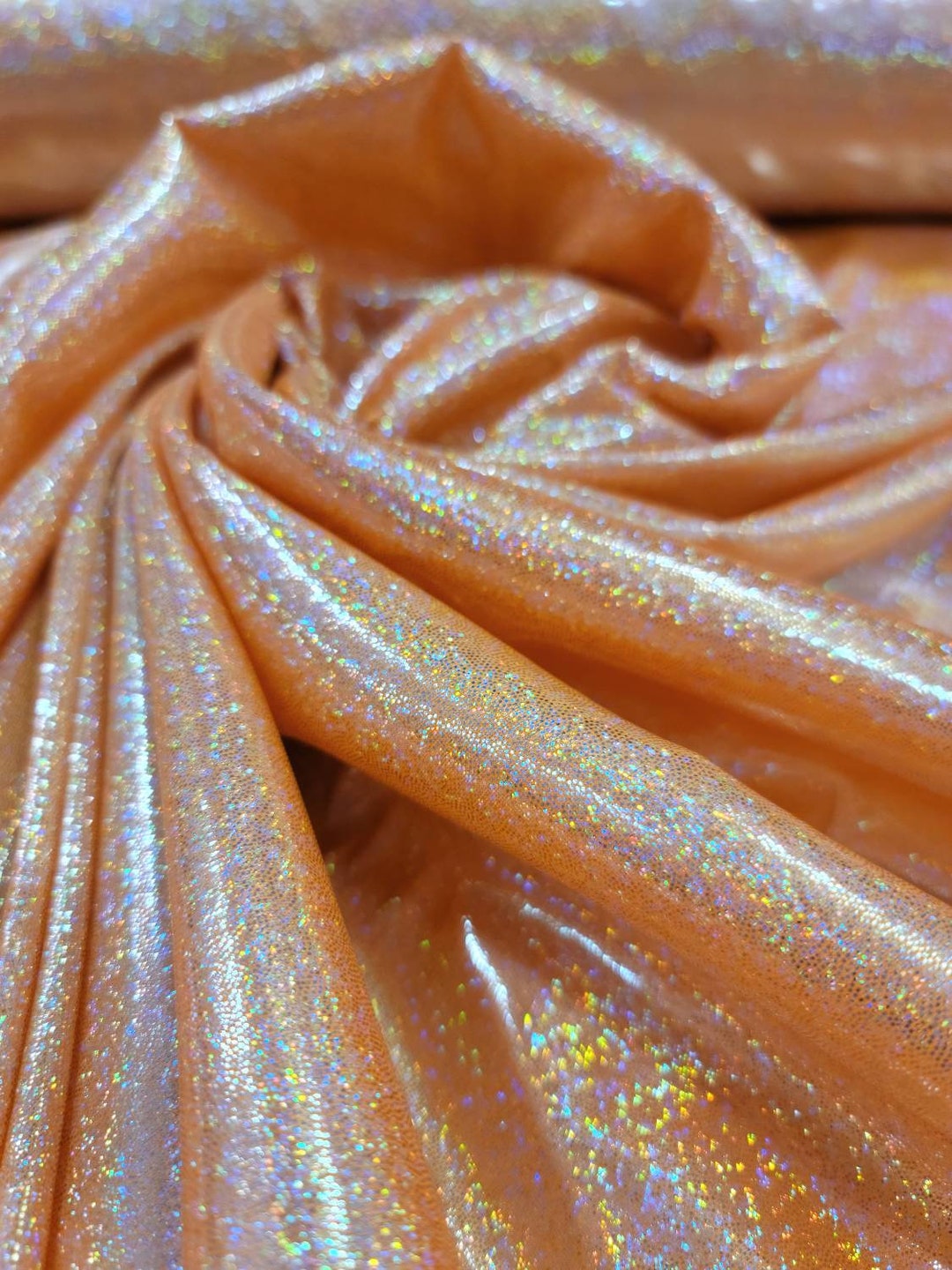 Neon Orange Hologram Fabric: Sparkly Iridescent Fashion Fabric - Etsy