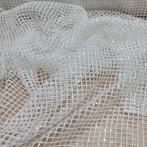 Fabric Sold by the Yard off White Fish Net Cabaret Fashion Eyelet Clear ...