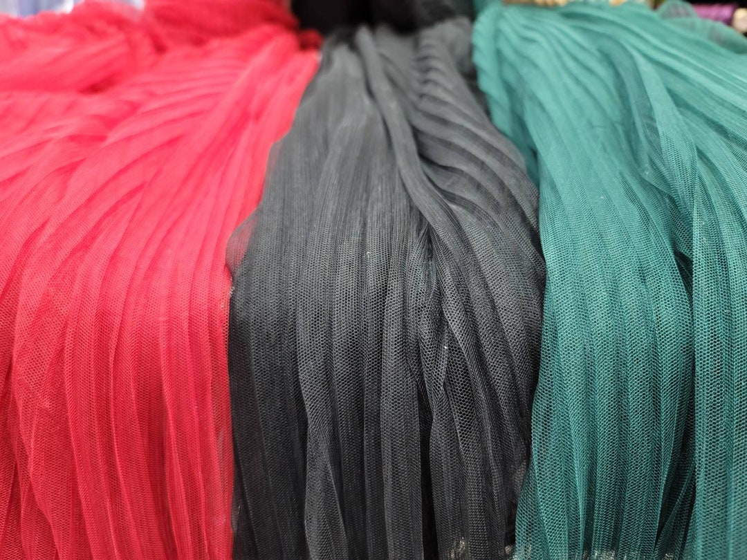 Pleated Stretch Tulle Choose the Color Red, Hunter Green, Black - Etsy