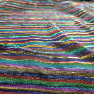 Fabric Sold by the Yard Multicolor Stretch Sheer Mesh Striped - Etsy