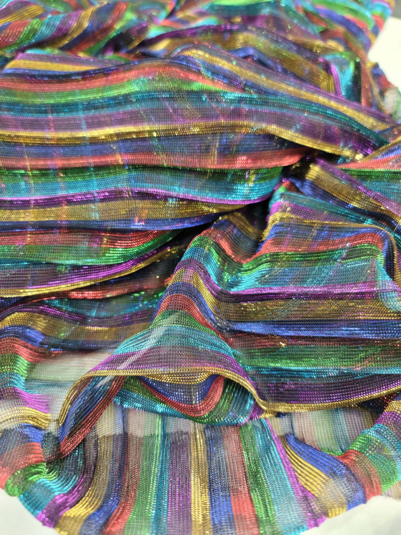 Fabric Sold by the Yard Multicolor Stretch Sheer Mesh Striped - Etsy
