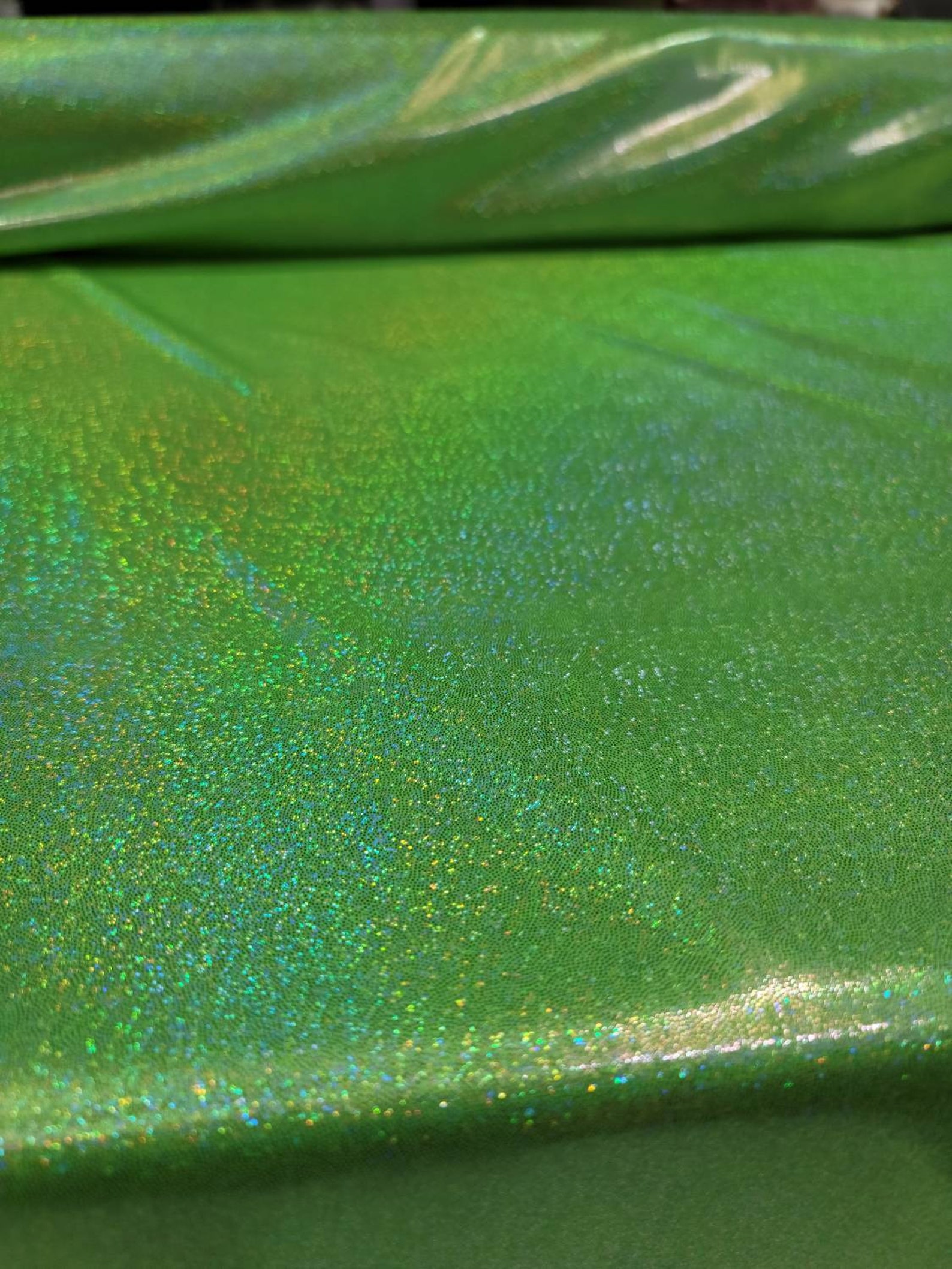 Fabric Sold by the Yard Neón Green Sparkly Iridescent Hologram - Etsy