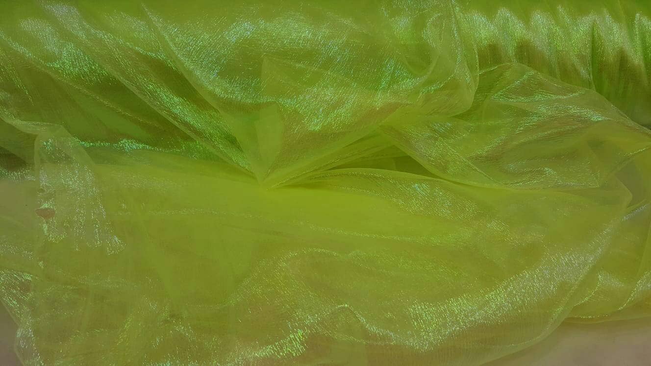 Neon Green Iridescent Organza Fabric: Sheer Crinkle - 54 Inch Wide - Etsy