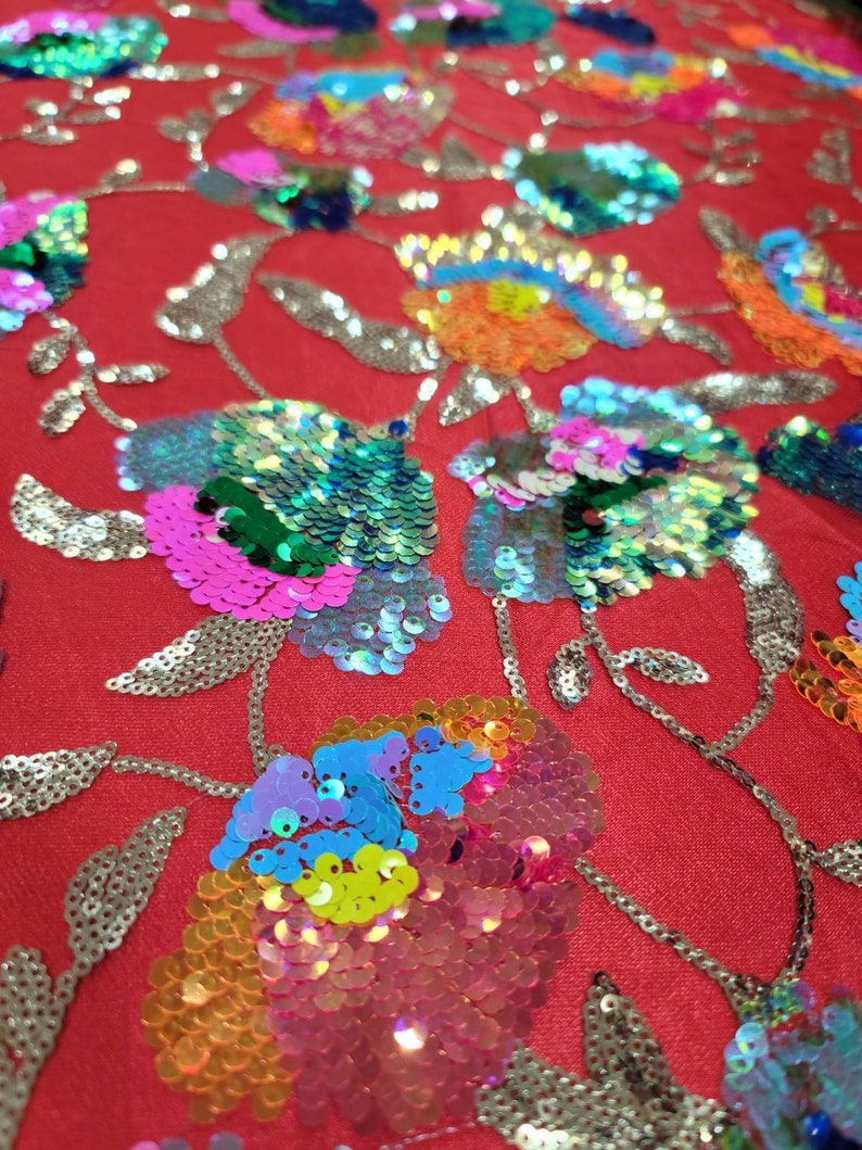 Fabric Sold by the Yard Multicolor Sequin Lace Neón Sequin - Etsy