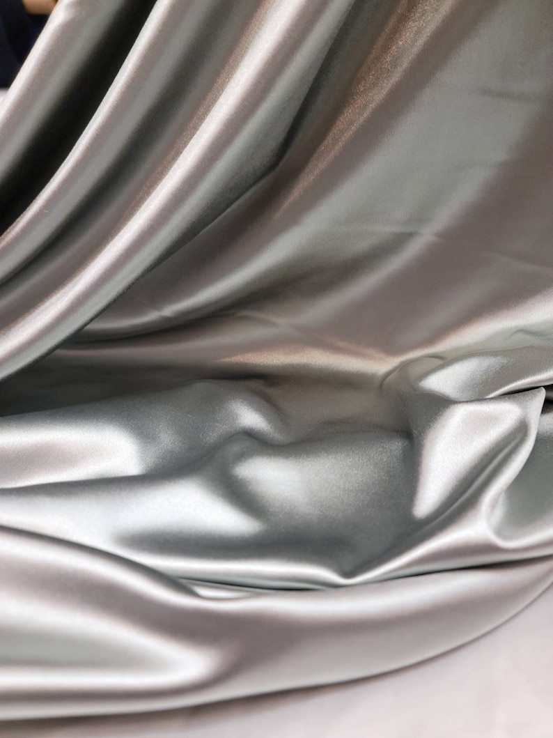 Metallic Silver Stretch Nylon Spandex Fabric: 60" Wide, Sold by the ...