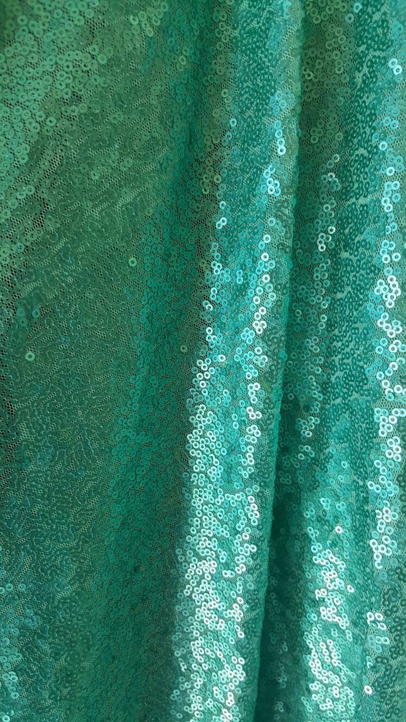 Aqua Green Sequin Fabric by the Yard Sequin Fabric Perfect - Etsy