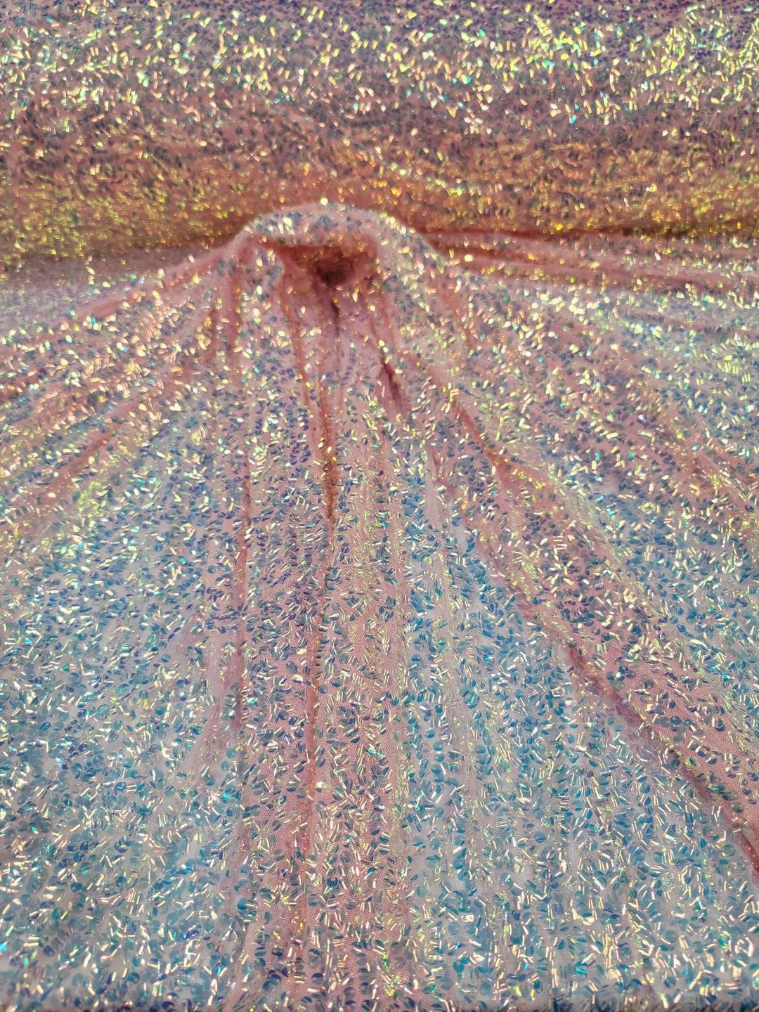Fabric Sold by the Yard Light Pink Sequin Iridescent on - Etsy