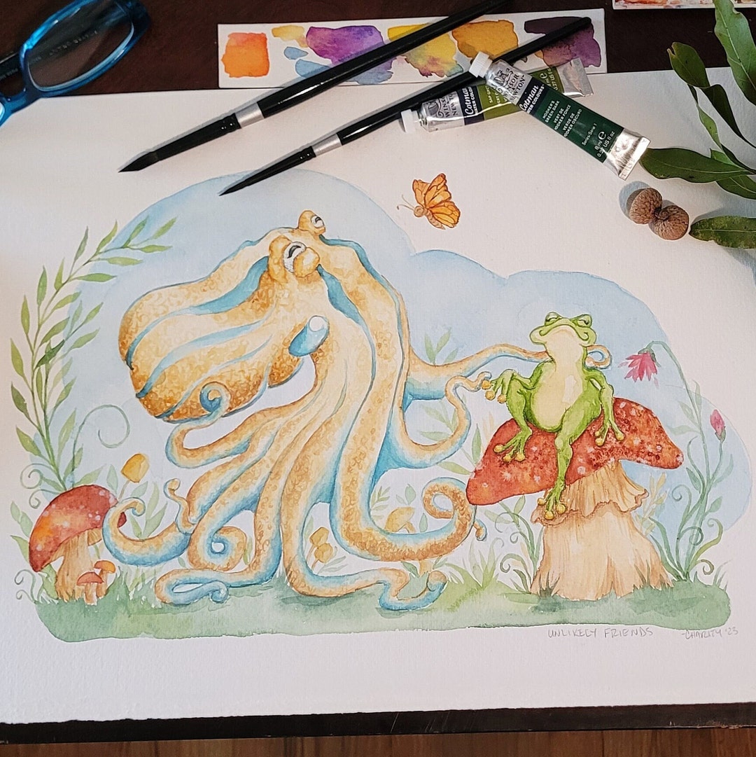 Unlikely Friends Octopus and Green Frog Friends Toadstool World ...