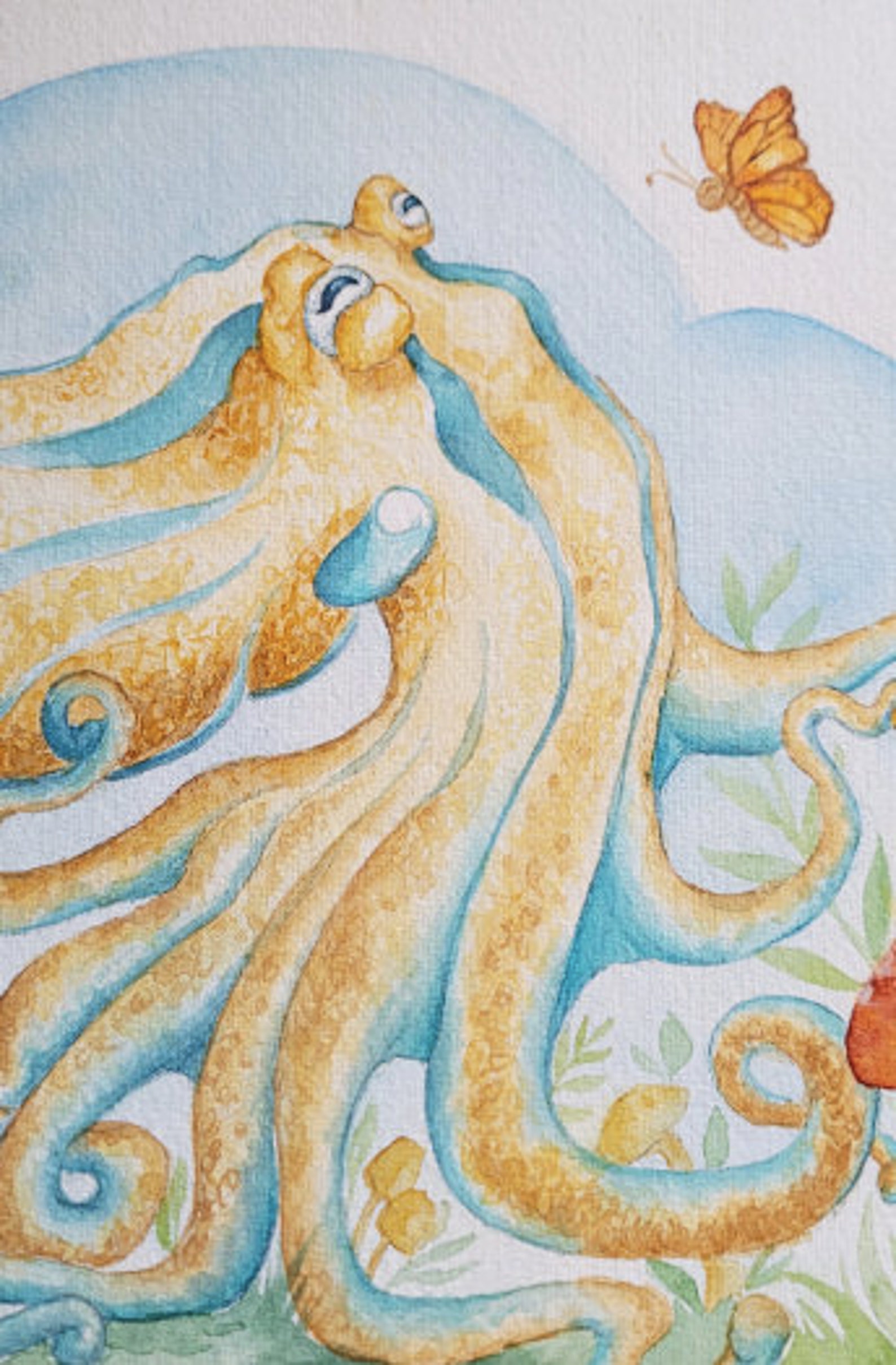 Unlikely Friends Art Print | Octopus and Green Frog Friends | Toadstool ...