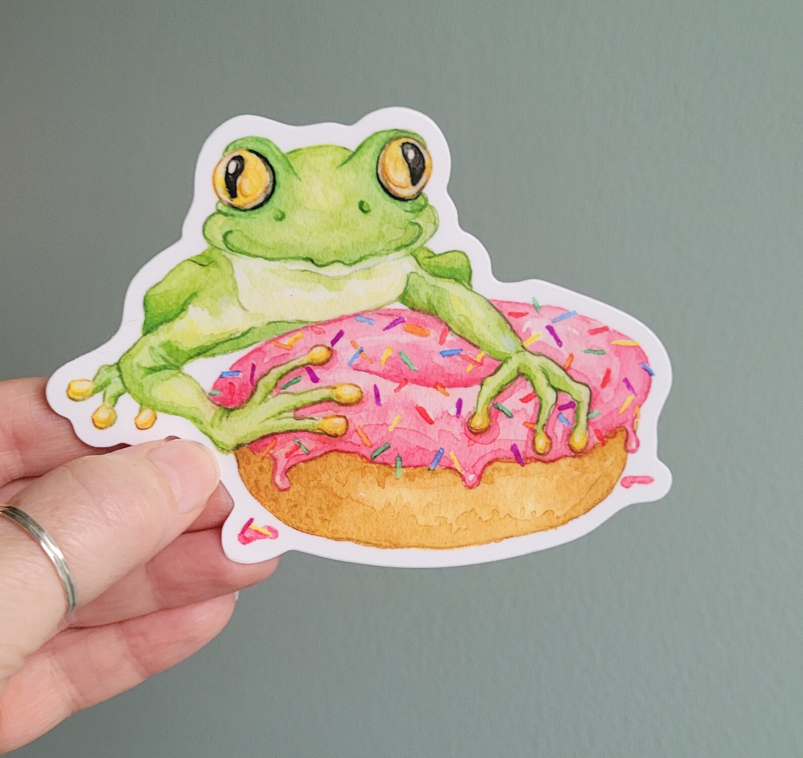 Frog-sted Donut Sticker Hand Painted Watercolor Stickers | Etsy