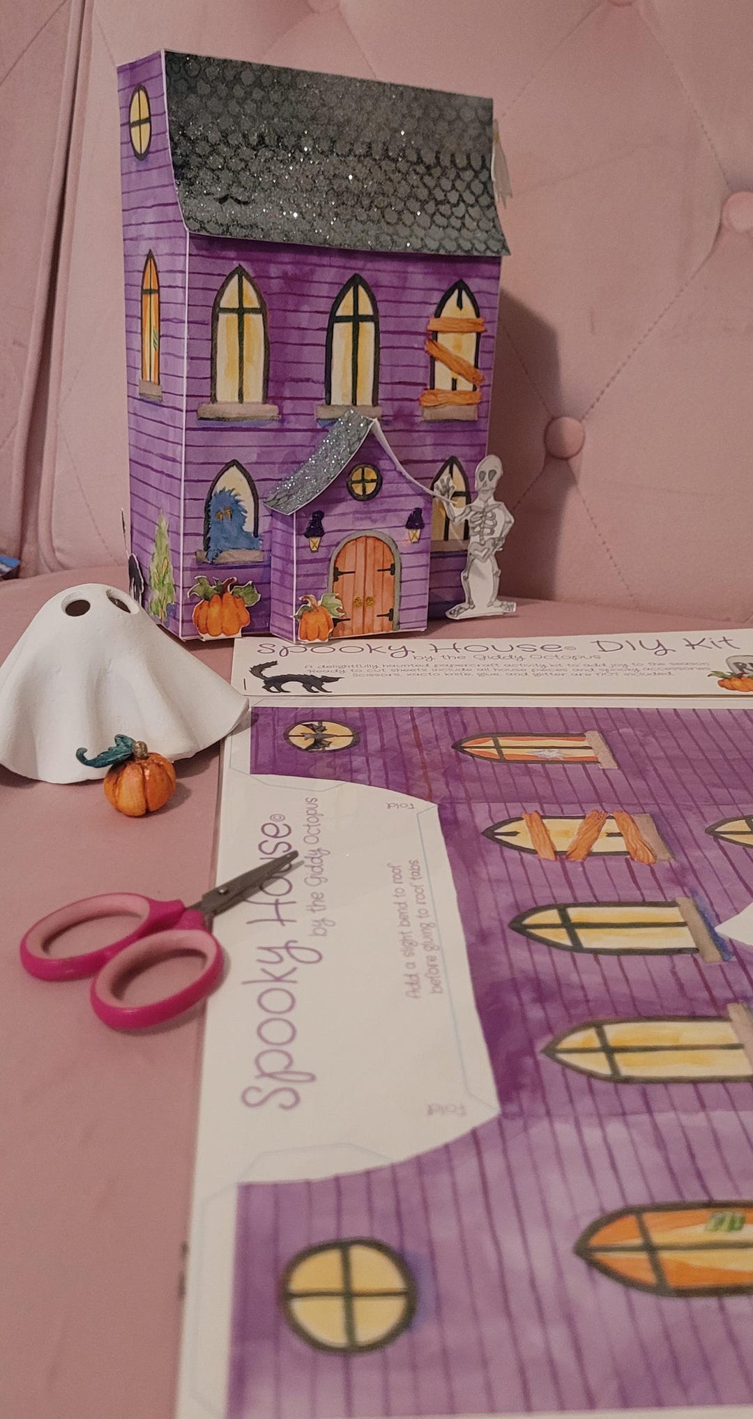 Spooky Haunted House & Accessories | Hand Painted Paper House Kit ...