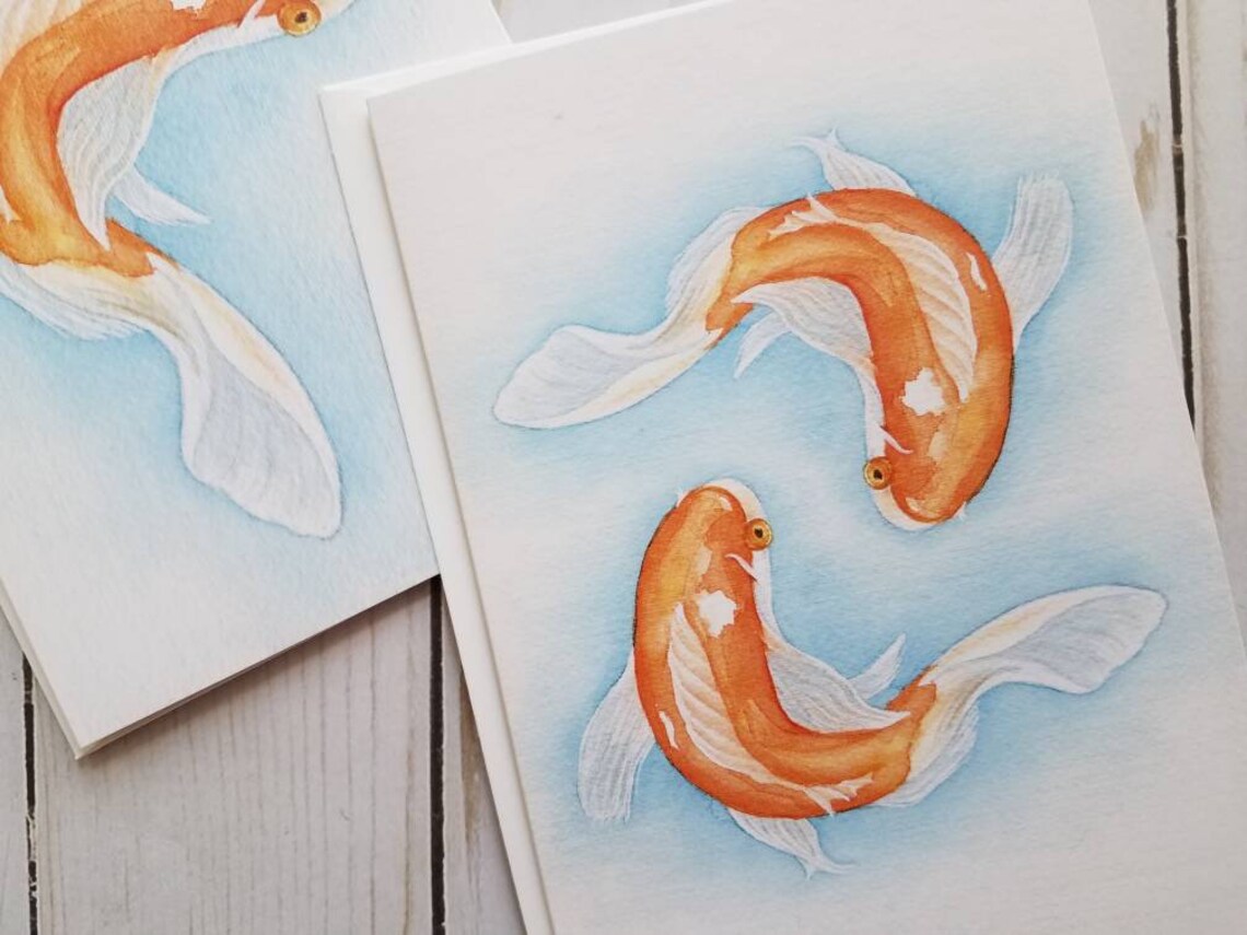 Koi Fish Swimming Greeting Card Set 4x6 Cards With Envelopes - Etsy