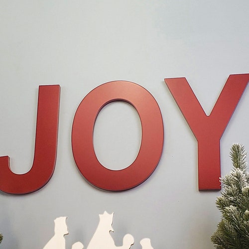 JOY Sign With Wreath Farmhouse Christmas Decor Red Large - Etsy